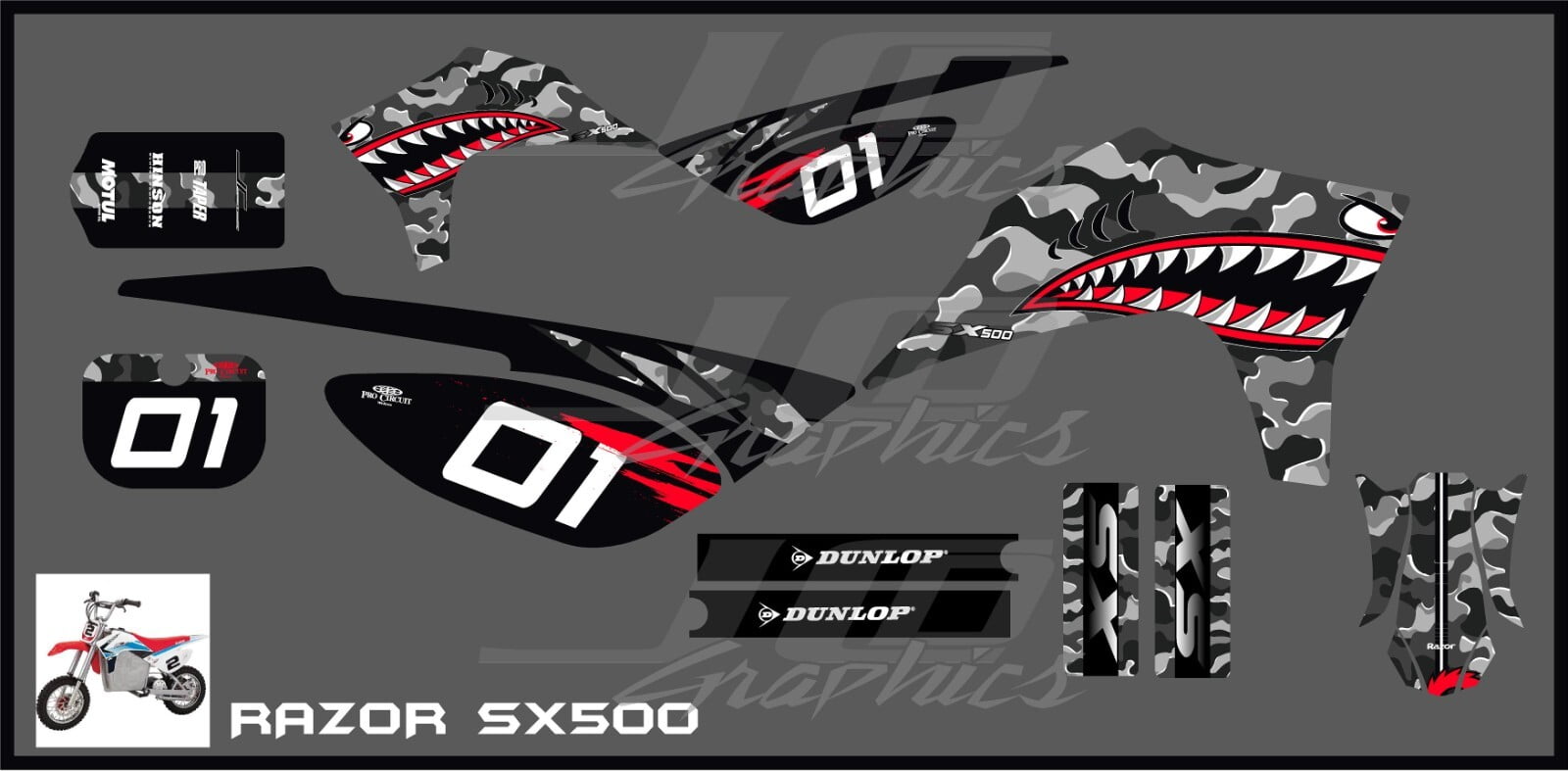 Razor SX500 graphics kit decals THICK AND HIGH GLOSS - Walmart.com