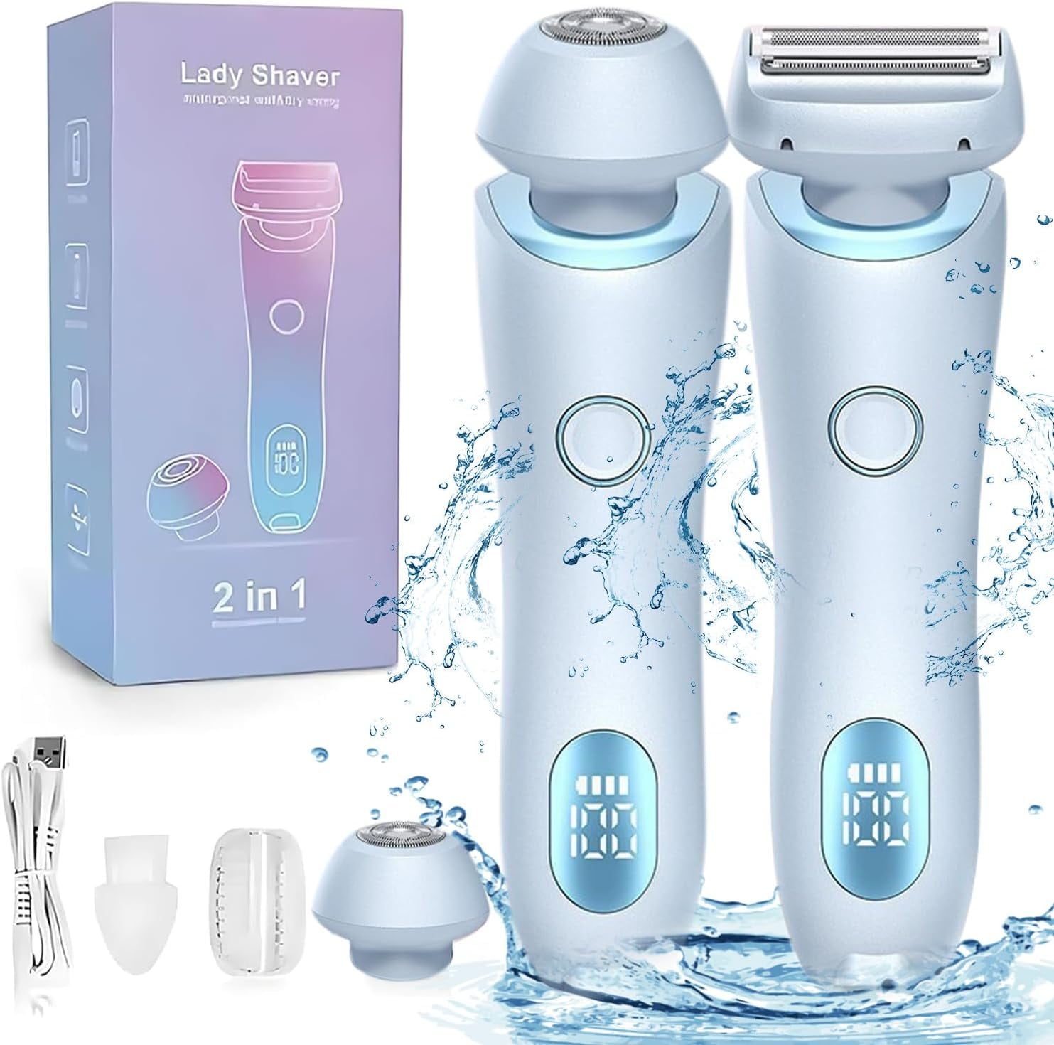 Razor for Women, 3.0 Shaver,2 in 1 Wet & Dry Waterproof Electric Razor for Women,Silk Glide Pro ...