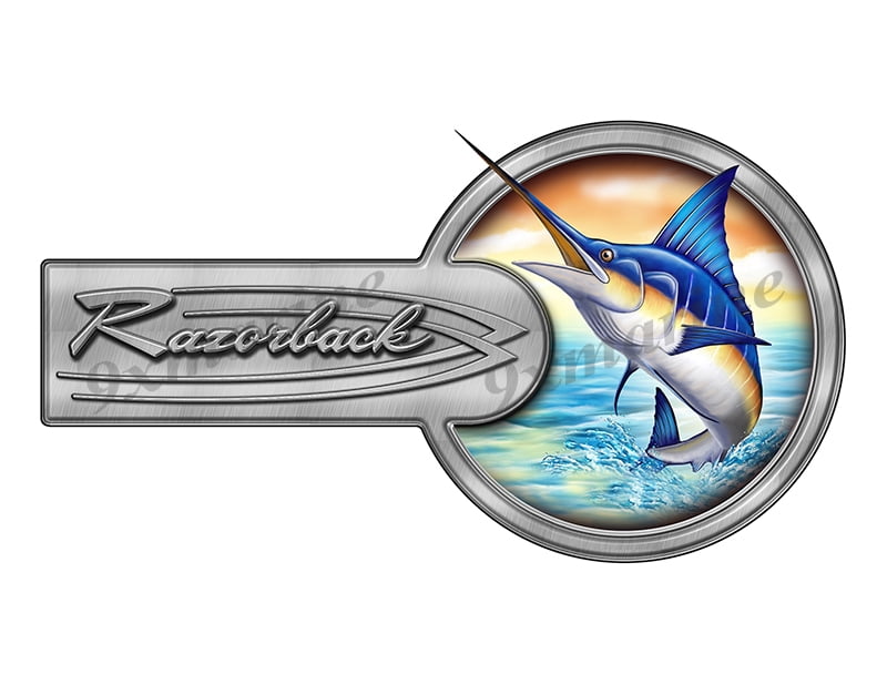 Razorback Marlin Round Designer Sticker 10"x5.5" - Walmart.com