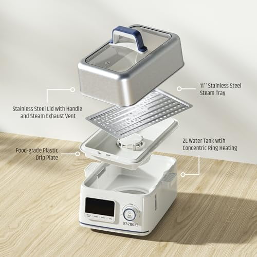 Razorri Electric Food Steamer, 5-Quart Stainless Steel with Timer, 24 ...