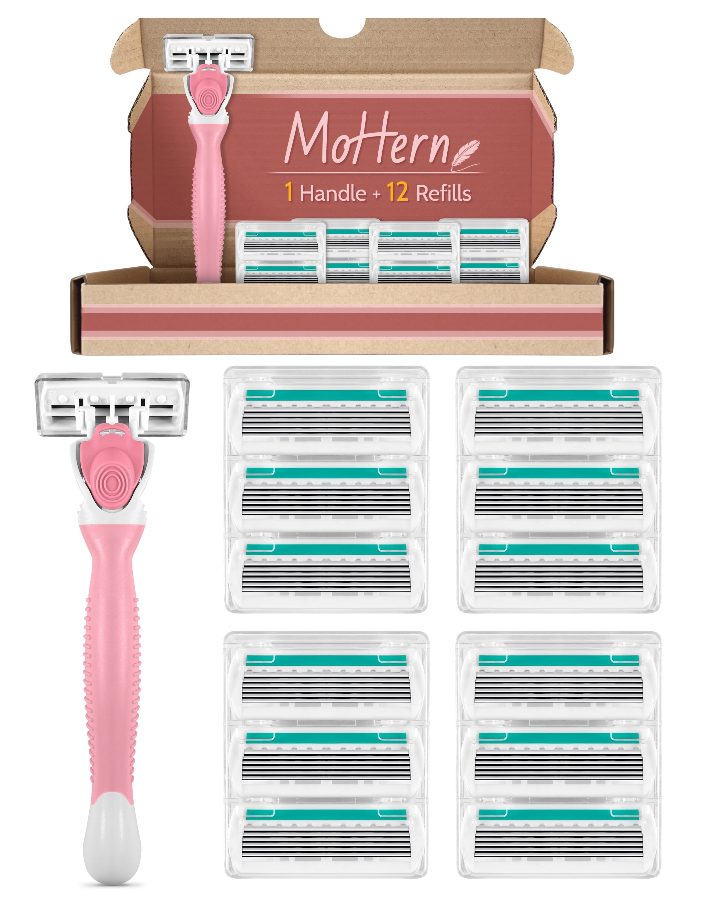 MoHern Women's 6-Blade Razors with 12 Refills, Sensitive Skin Shaver ...