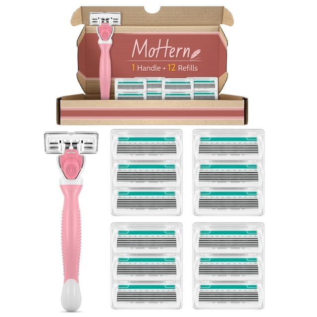 MoHern Women's 6-Blade Razors with 12 Refills, Sensitive Skin Shaver ...