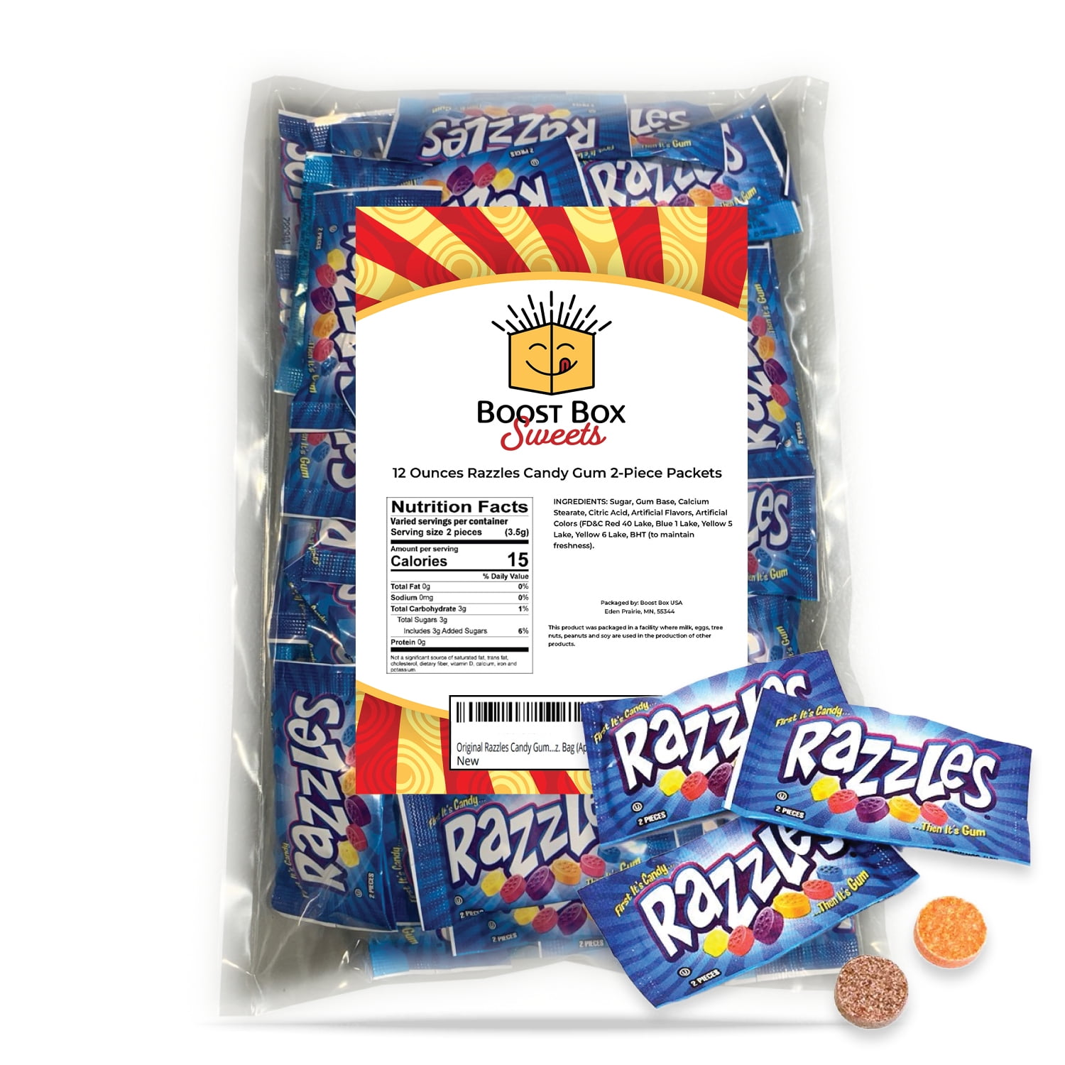 Razzles Candy Gum 2-Piece Packets 12 Oz. Bag (Approx. 100 Count ...