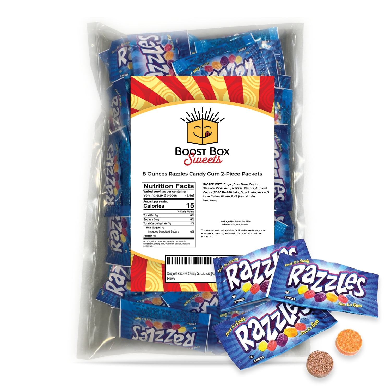 Razzles Candy Gum 2-Piece Packets 8 Oz. Bag (Approx. 75 Count) Assorted ...