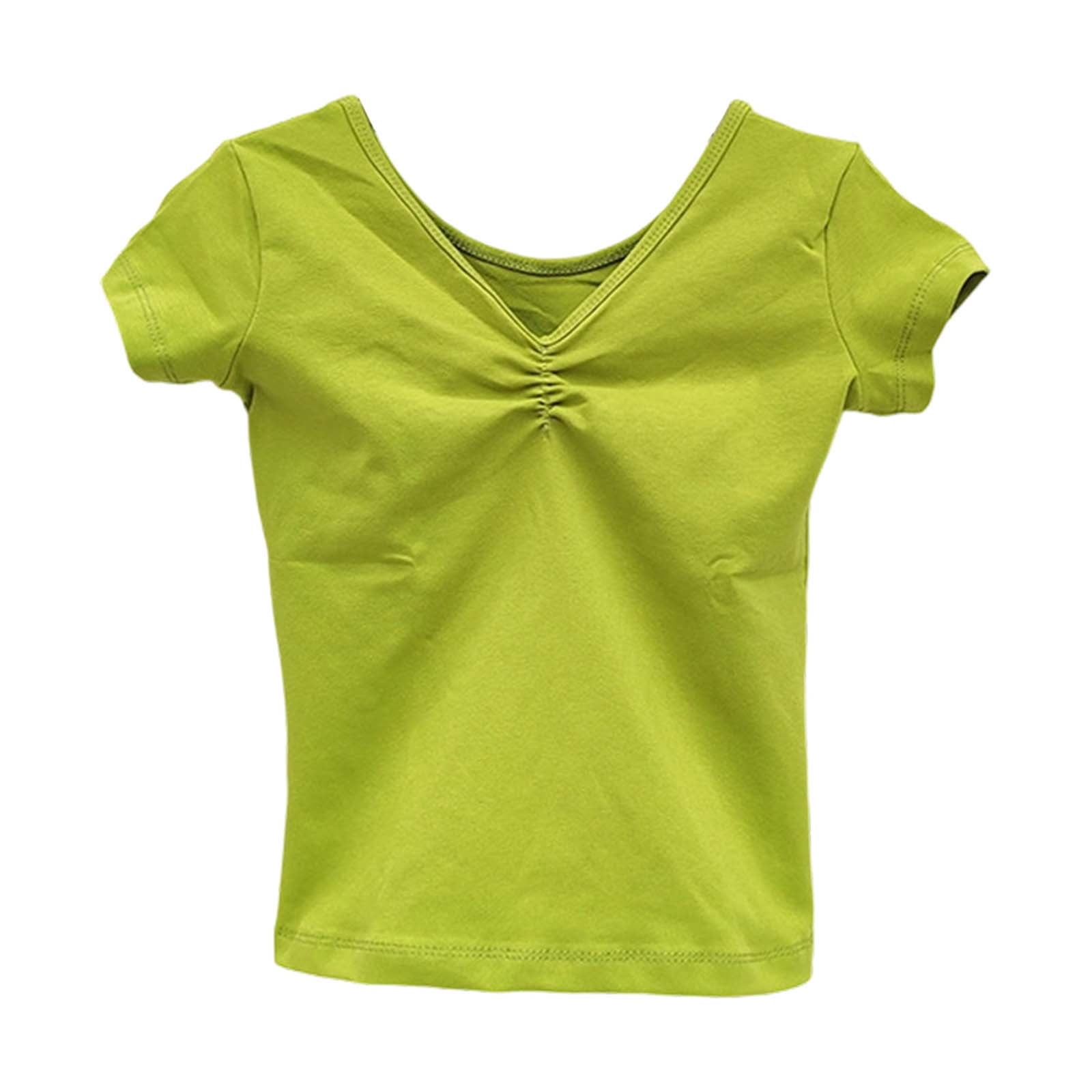 Razzly Big Girls Shirts Short Sleeve for Girl, Solid Color Leotard ...