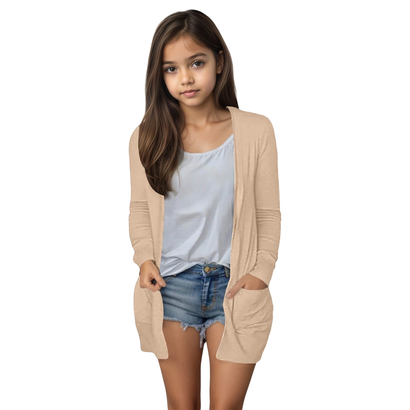 Razzly Teen Girls Summer Lightweight Cardigan Open Front Long Sleeve ...