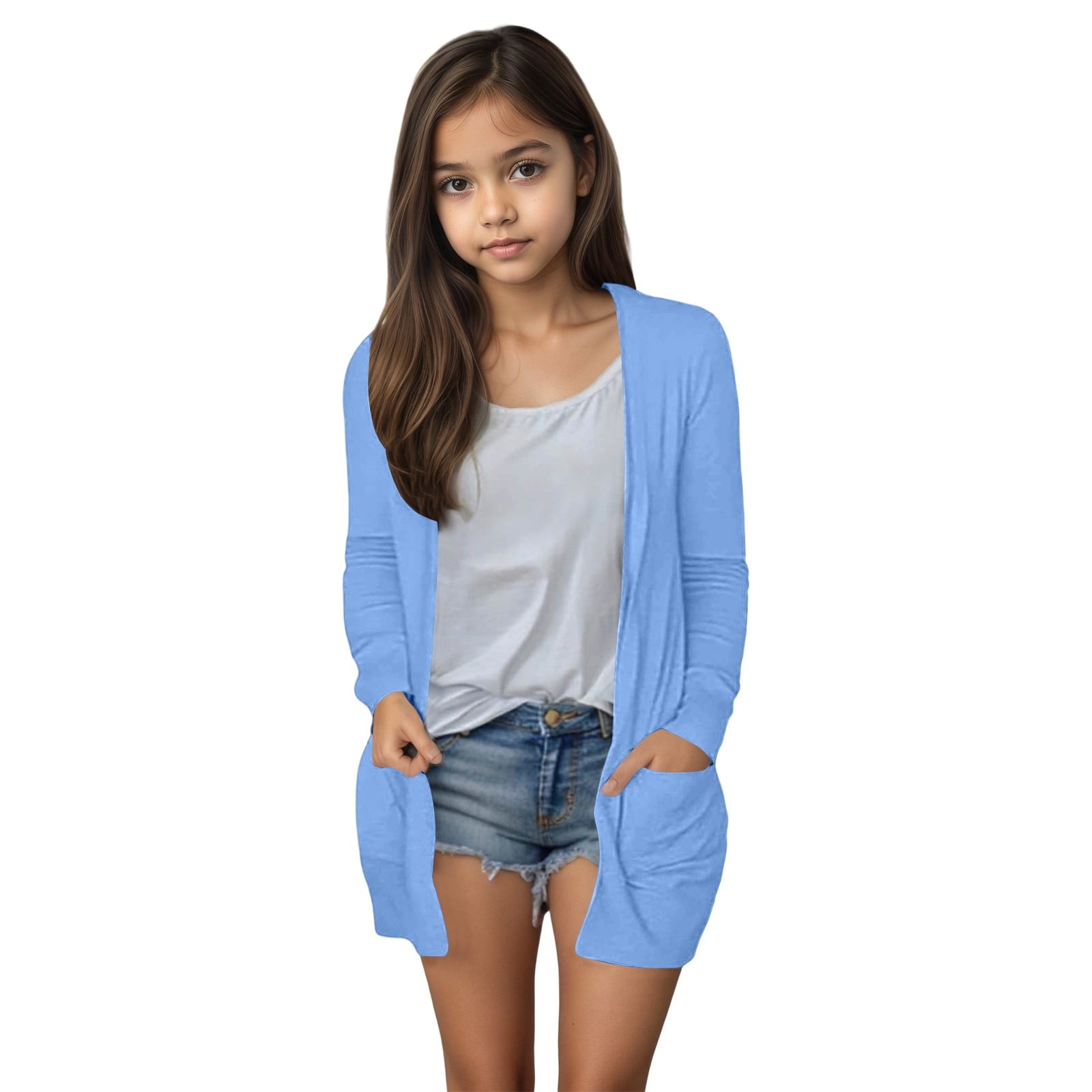 Razzly Tween Girls Summer Lightweight Cardigan Open Front Long Sleeve ...