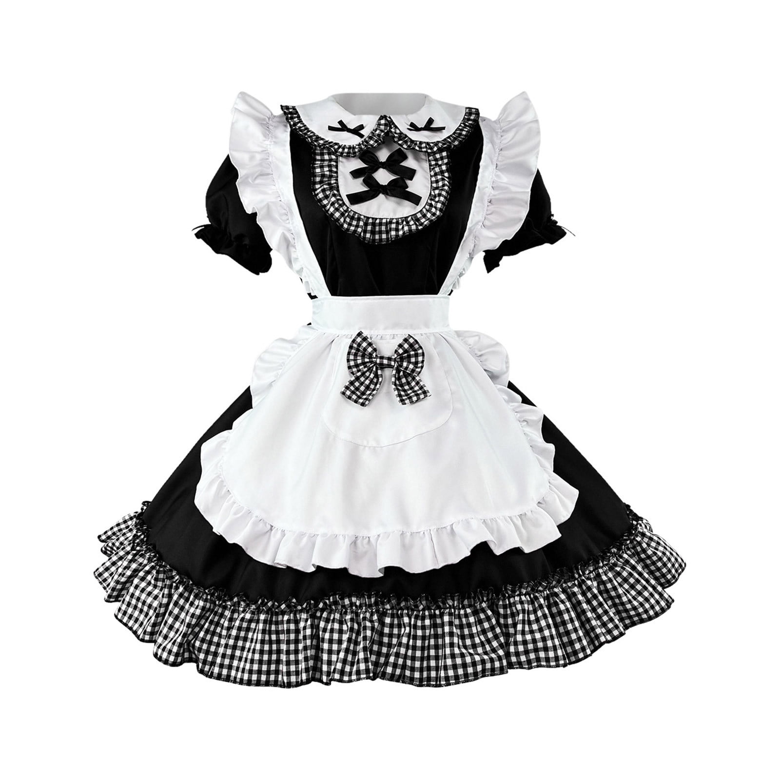 RbCulf Adult Maid Costume with Apron Savings Clearance Short Sleeve ...