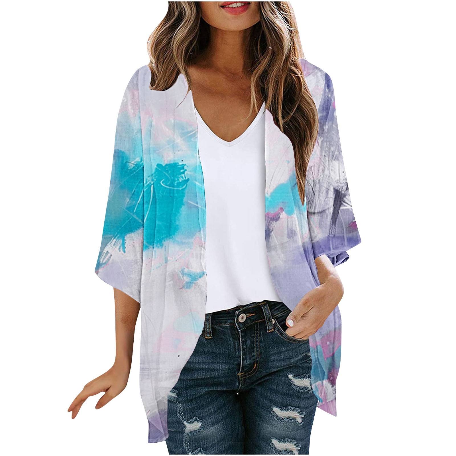 RbCulf Cardigan for Womens Open Front Kimonos Summer Cover up Blouse ...
