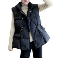 INSPIRE CHIC Women's Sleeveless Jacket Zip Up Drawstring Waist Cargo ...