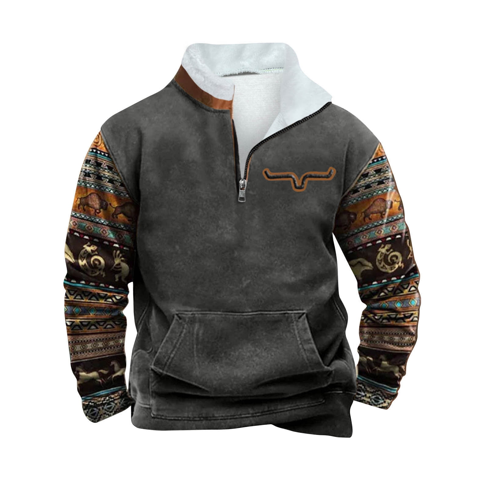 RbCulf Lightning Deals! Men's Fuzzy Fleece Pullover Sweatshirt Aztec ...