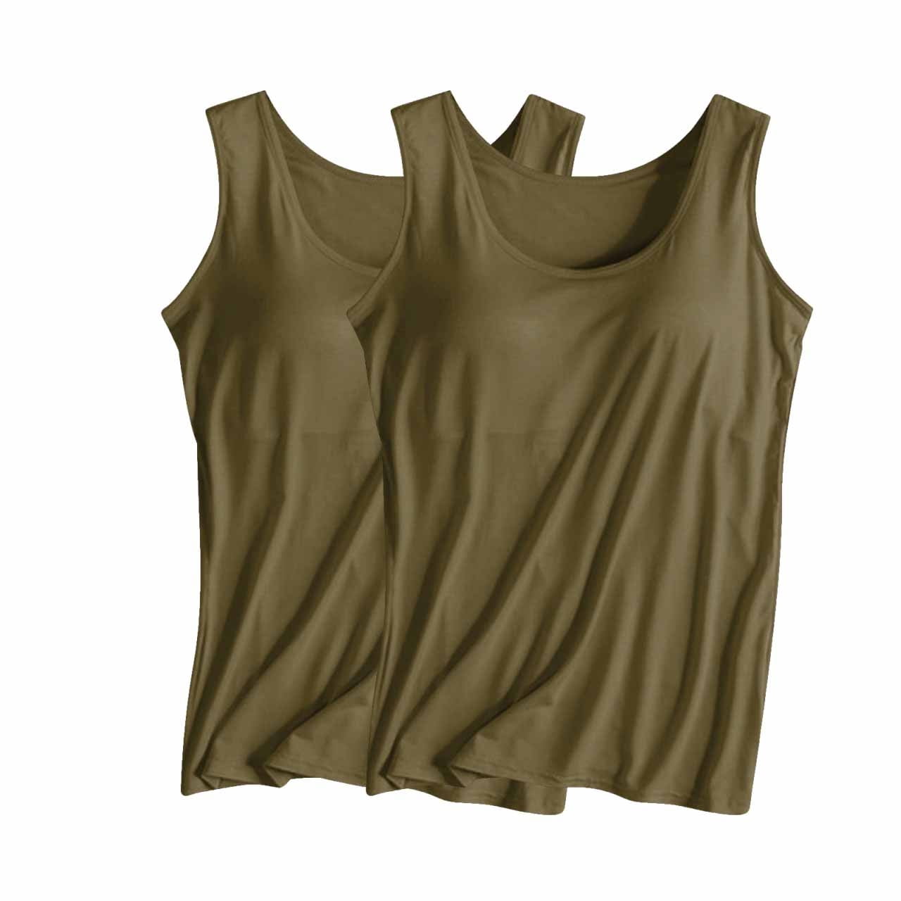 RbCulf Tank Top with Built-in Bra for 2024 Womens Crew Neck Shelf Bra ...