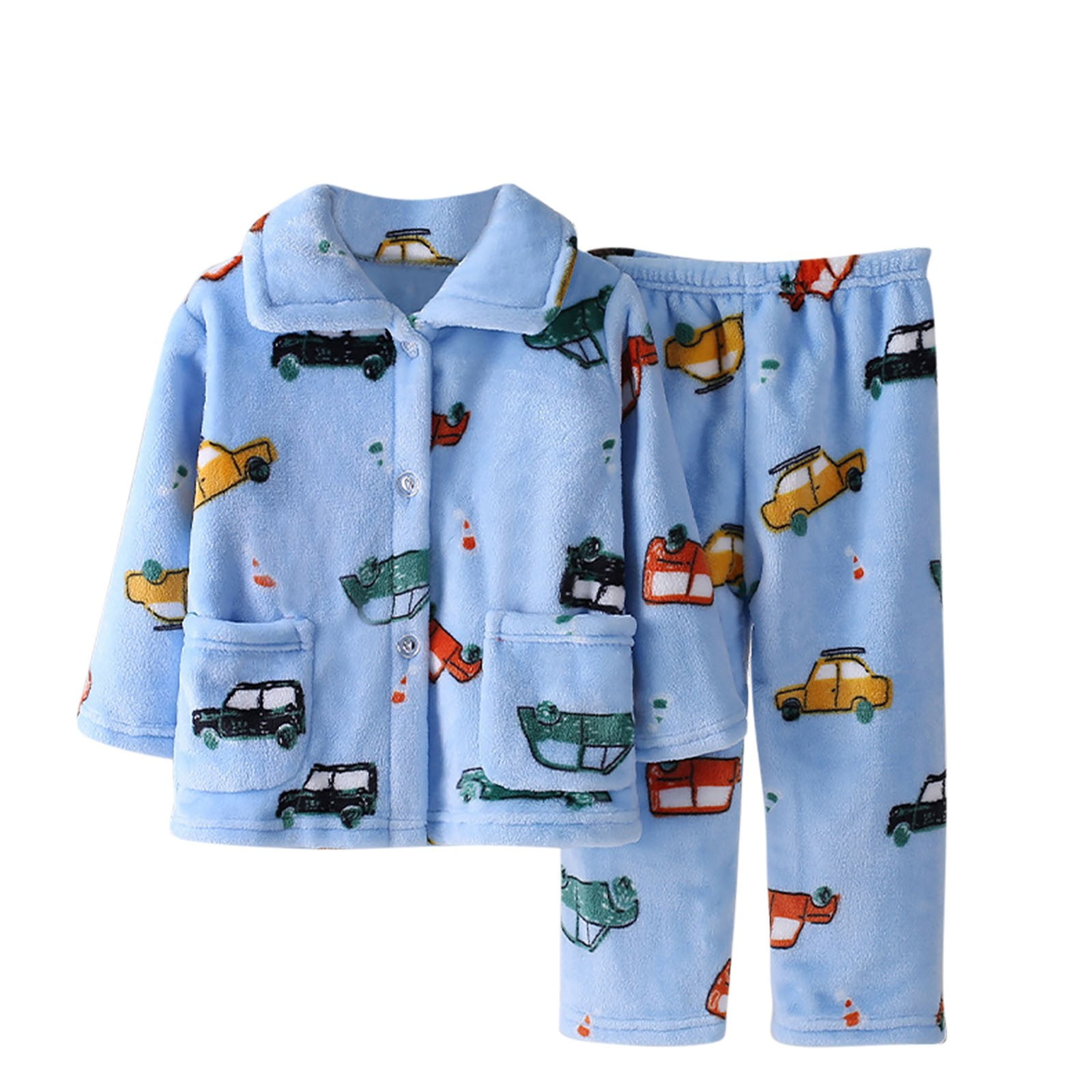RbCulf Teens Boys Girls Winter Pajamas Set Button Down Long Sleeve Tops ...