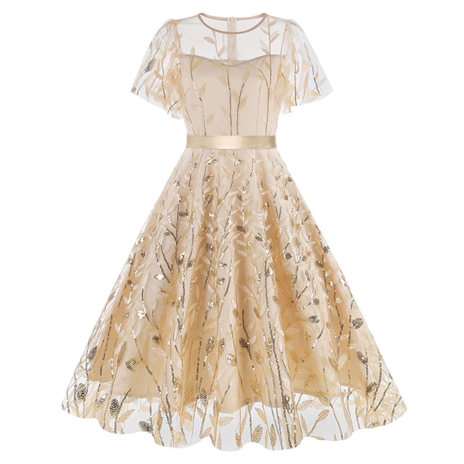RbCulf Women Vintage Tea Dress Embroidered Floral Evening Dresses ...