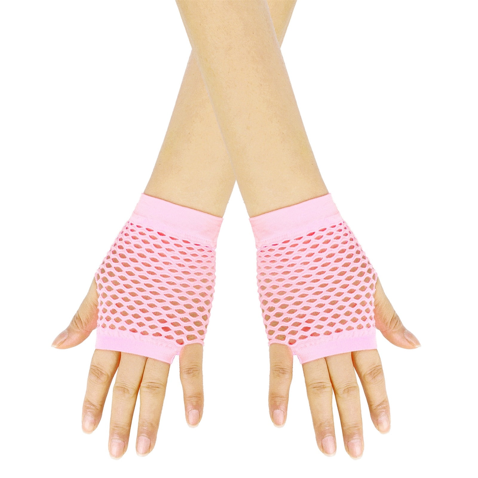 Rbaofujie Colored Nylon Short Fingerless Fishnet Gloves Elastic Stretch ...