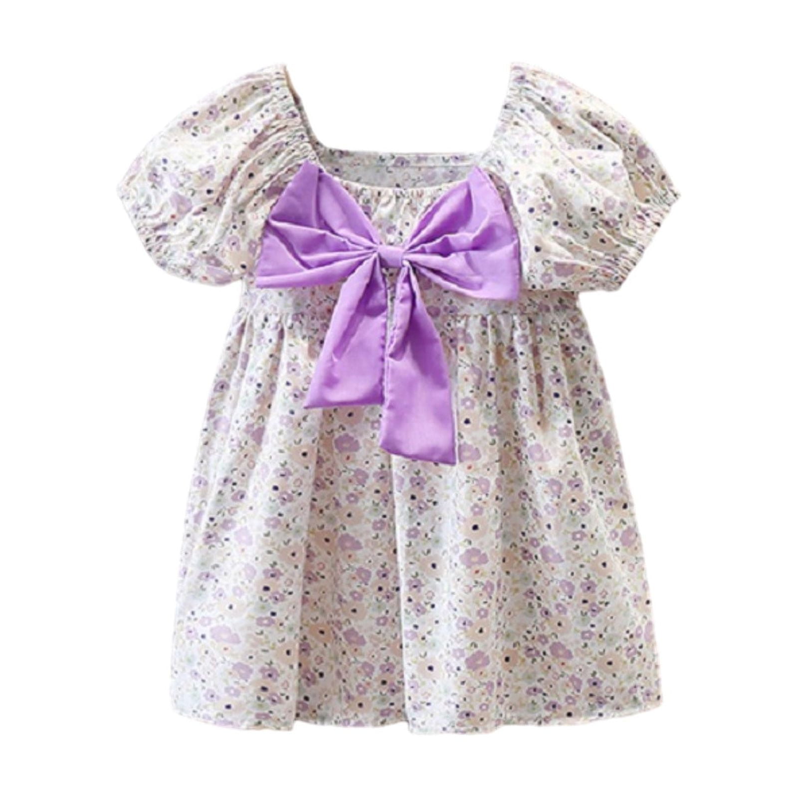 Rbaofujie Girls Dresses Sundresses for Girls Girls Puff Sleeve Dress ...