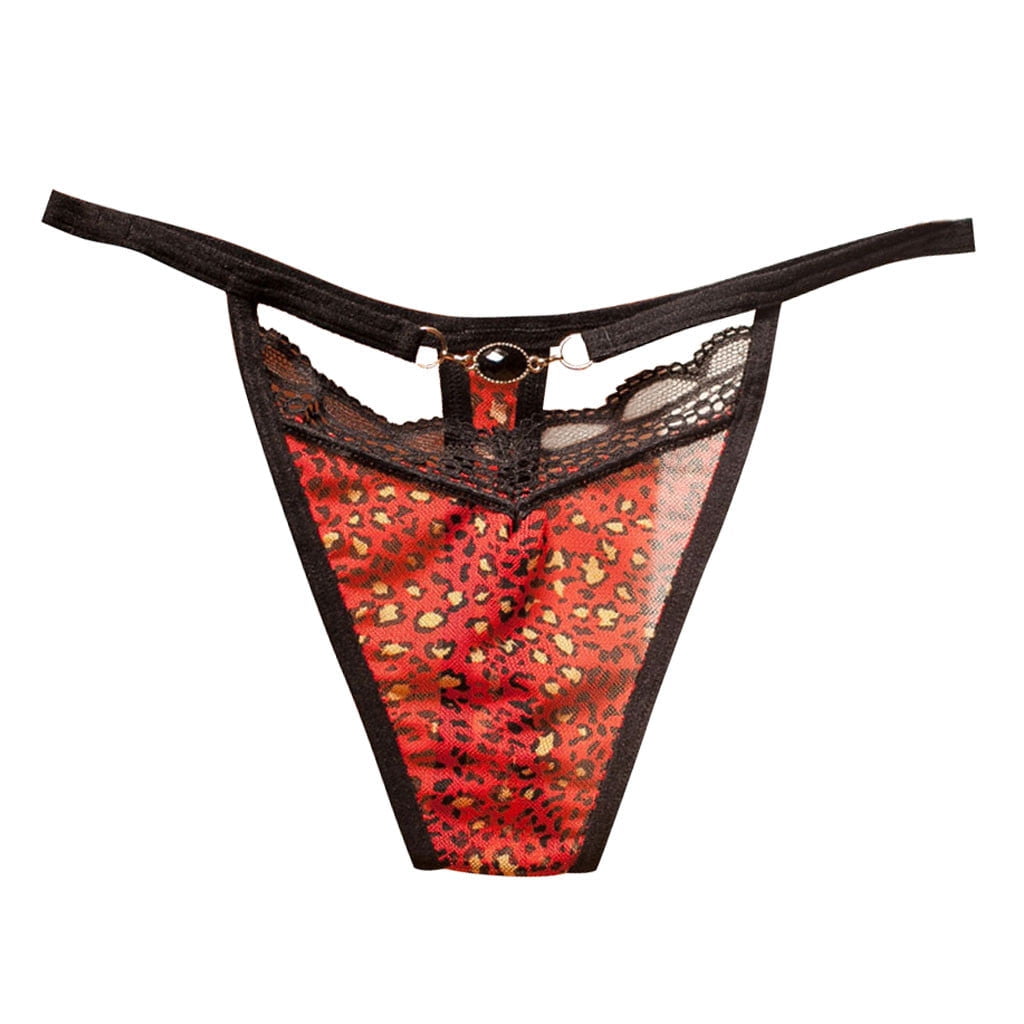 Rbaofujie Womens Lingerie Briefs Leopard Lace Sheer Thongs Panties Mesh ...