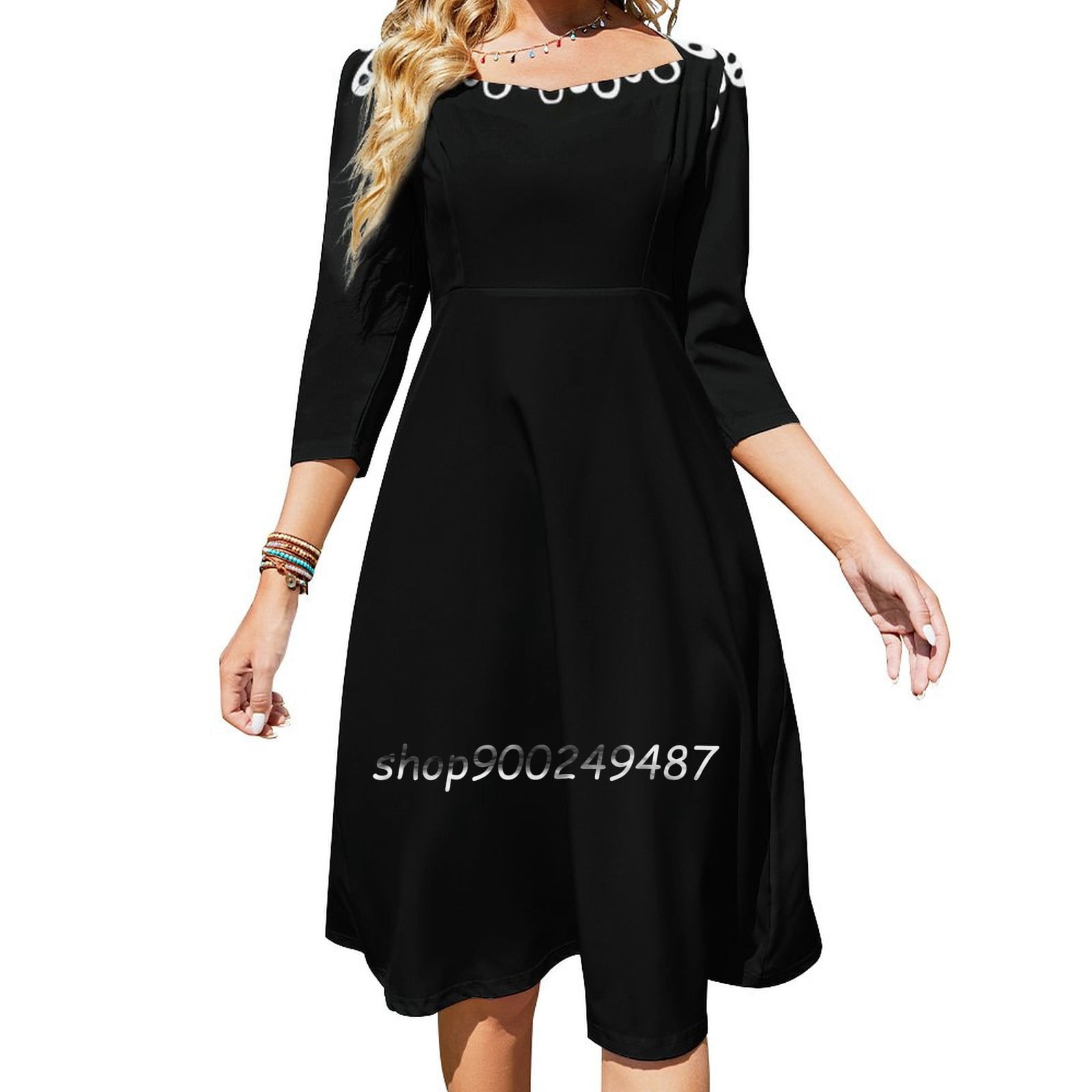 Rbg Dissent Collar Square Neck Dress Sweet Summer Dress Women Elegant ...