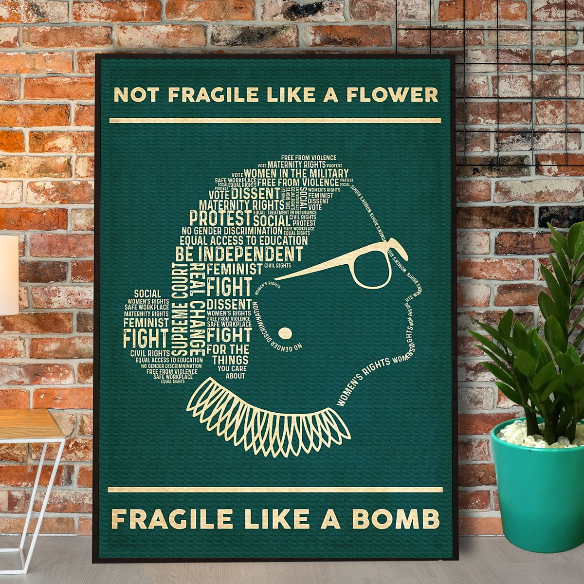 Rbg Not Fragile Like A Flower Retro Green Paper Poster No Frame Matte ...