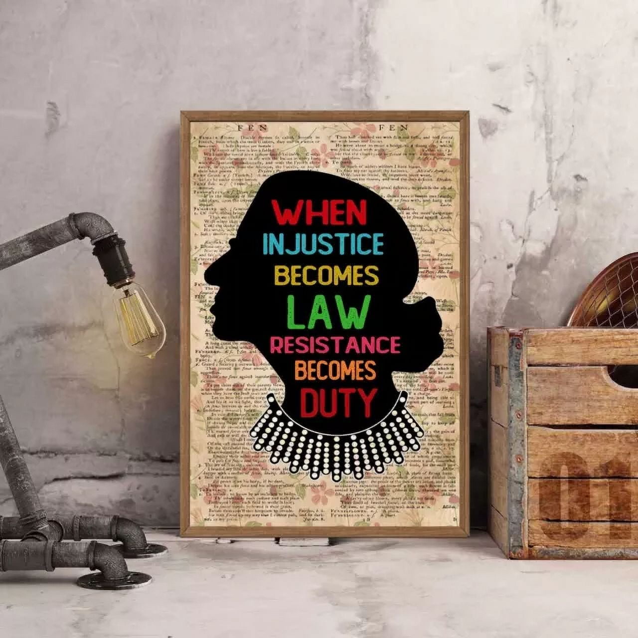 Rbg Quotes Resistance Becomes Duty Vintage Poster Print Art Phone Decal ...