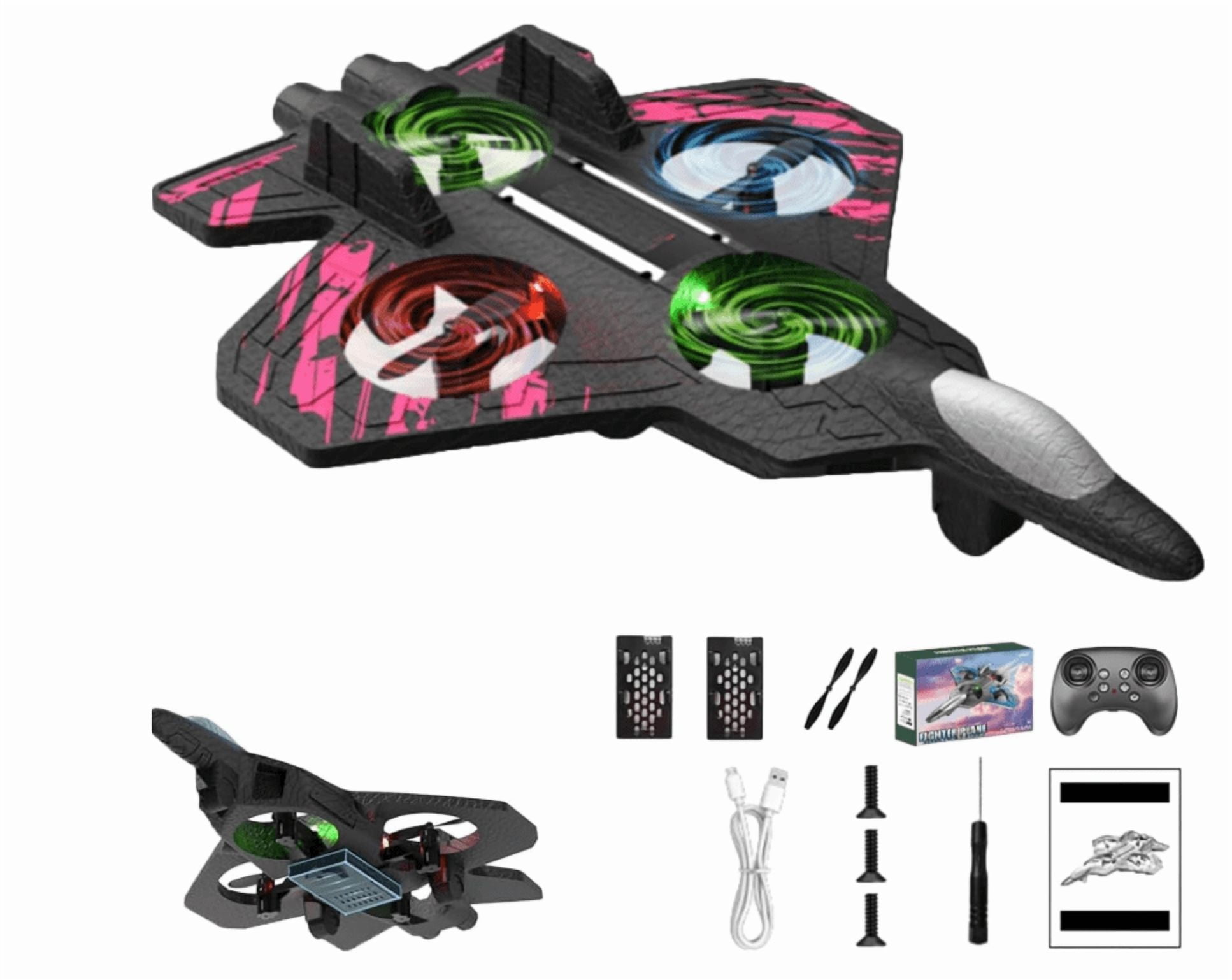 Rc Stunt Fighter Jet Toy, Remote Control Jet with Lights, 360° Flip ...
