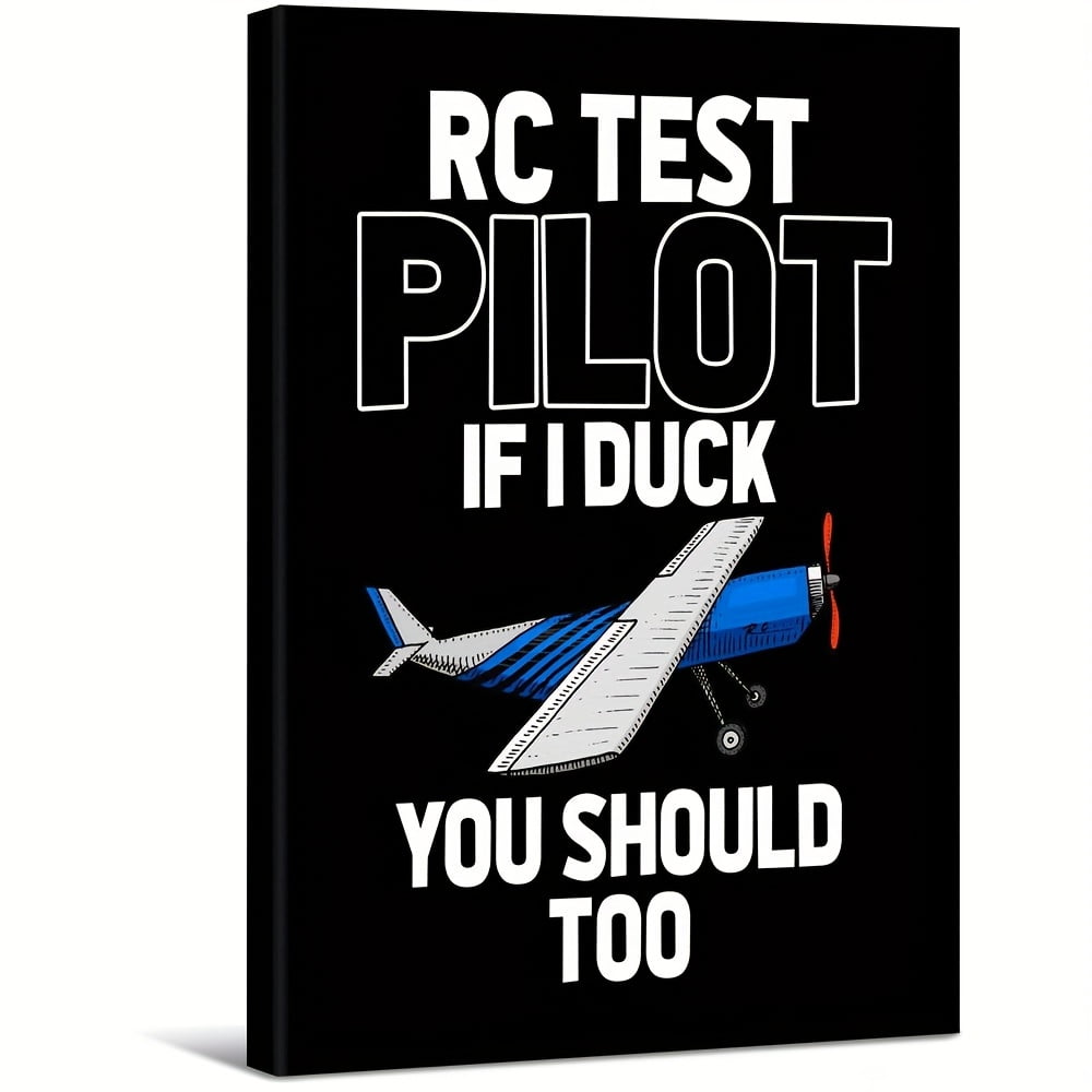 Rc Test Pilot Humor Remote Control Plane Large Wooden Framed Wall Art ...