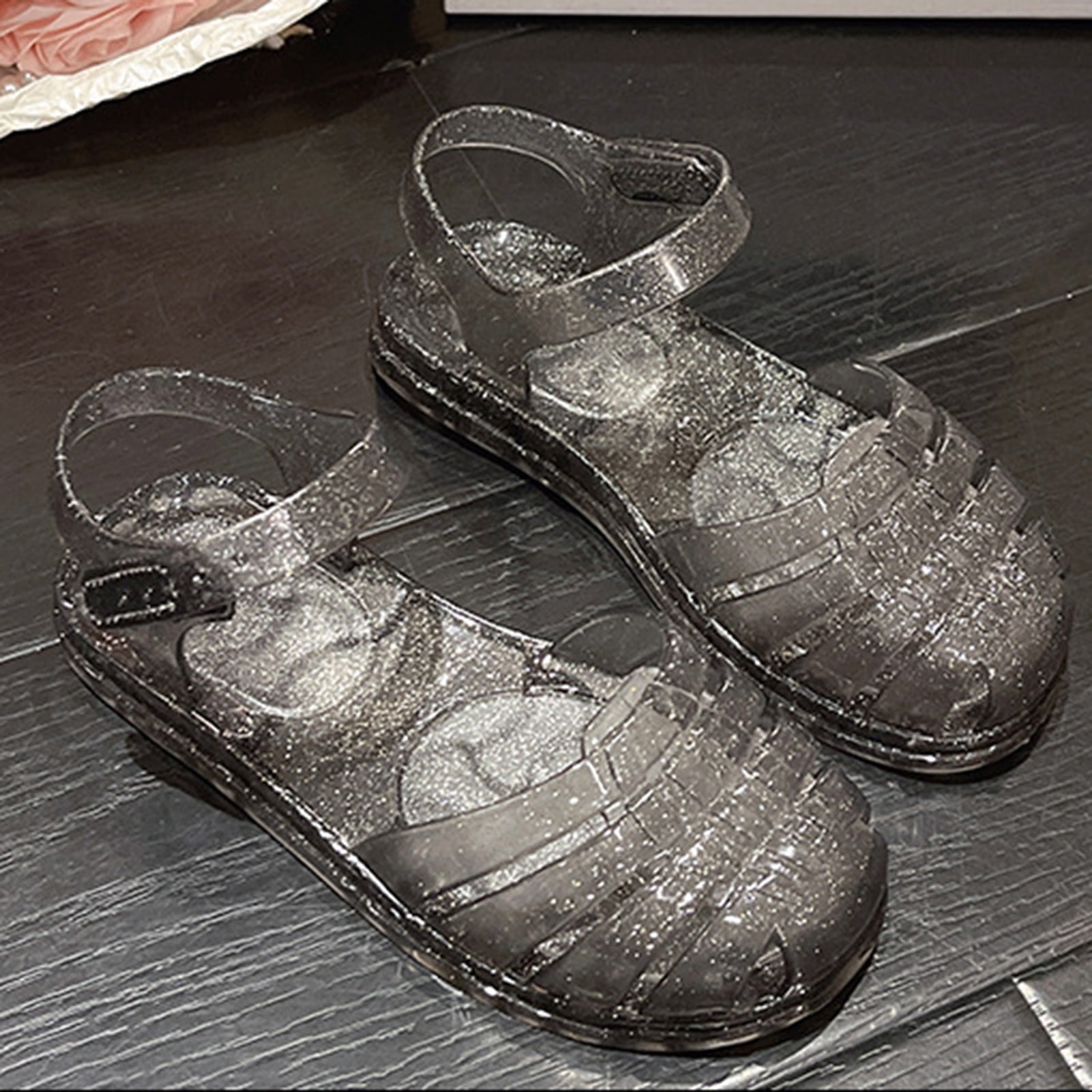 Rciityk Black Toddler Little Girls Summer Rain Shoes Princess Jelly ...