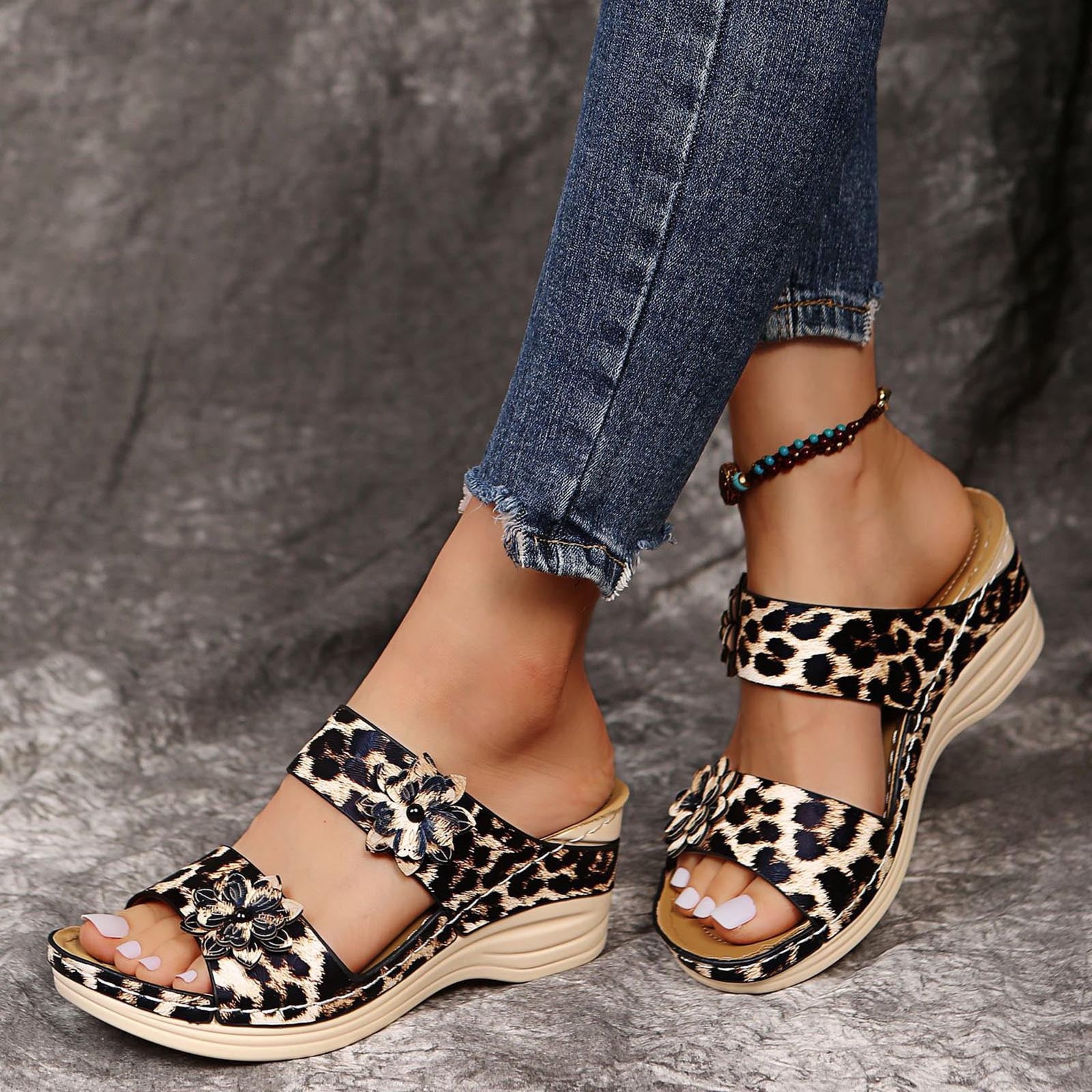 Rciityk Black Women's Platforms & Wedge Sandals Summer Retro Casual ...