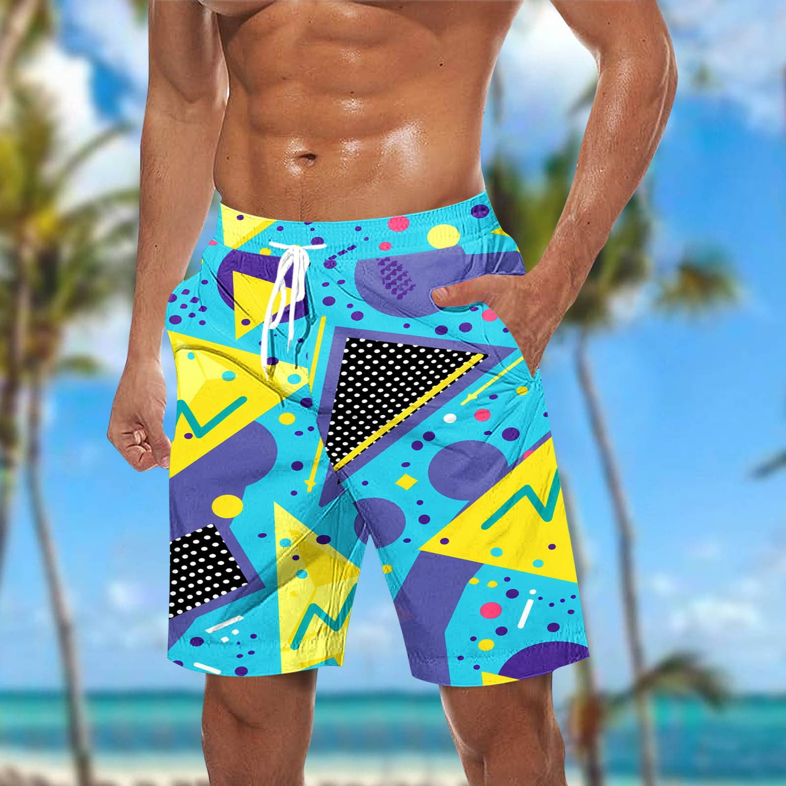 Rciityk Blue Plus Size Board Shorts Men's - Men's Swim Trunks - Summer ...