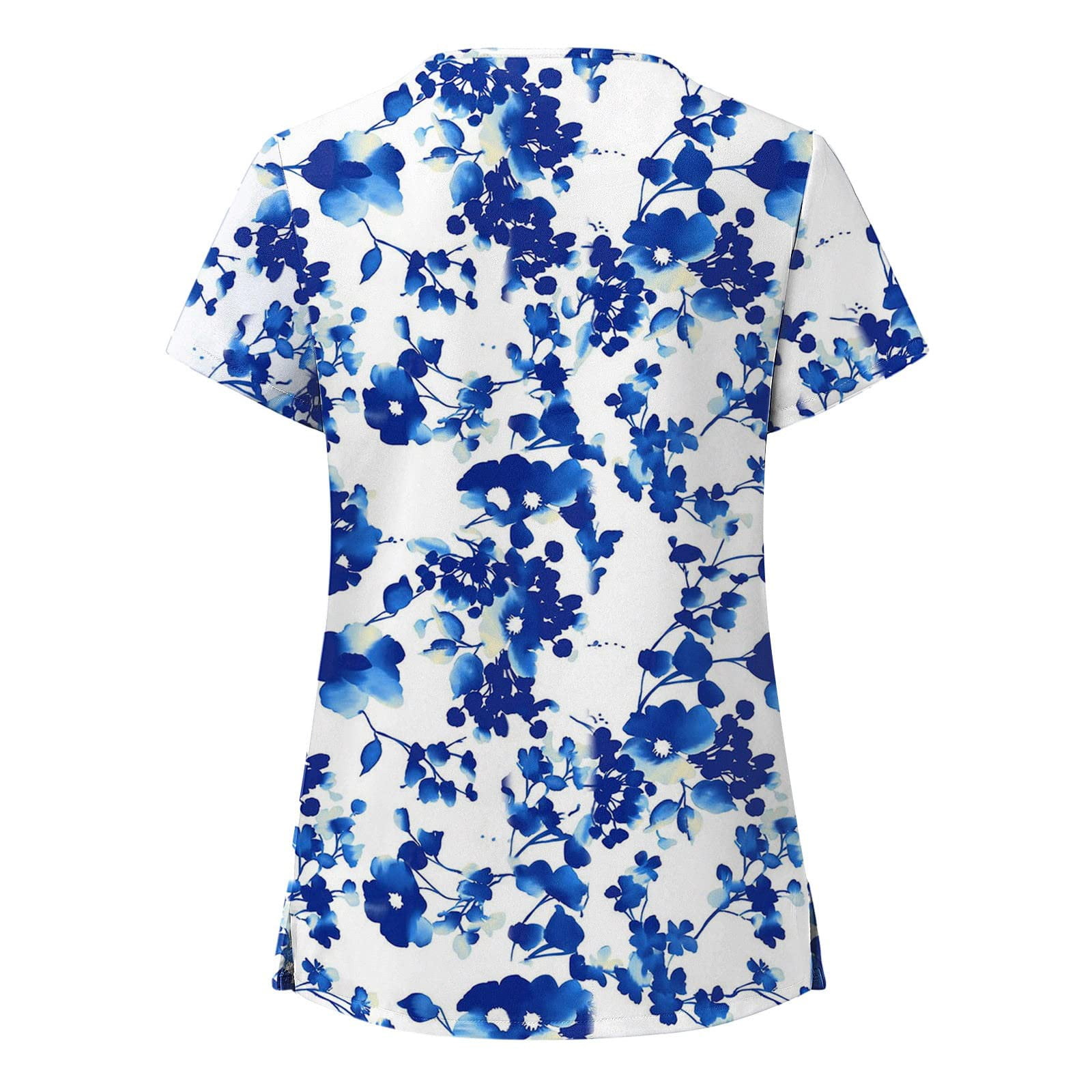 Rciityk Blue Summer Scrub Tops V-Neck Scrub for Women Workwear Casual ...