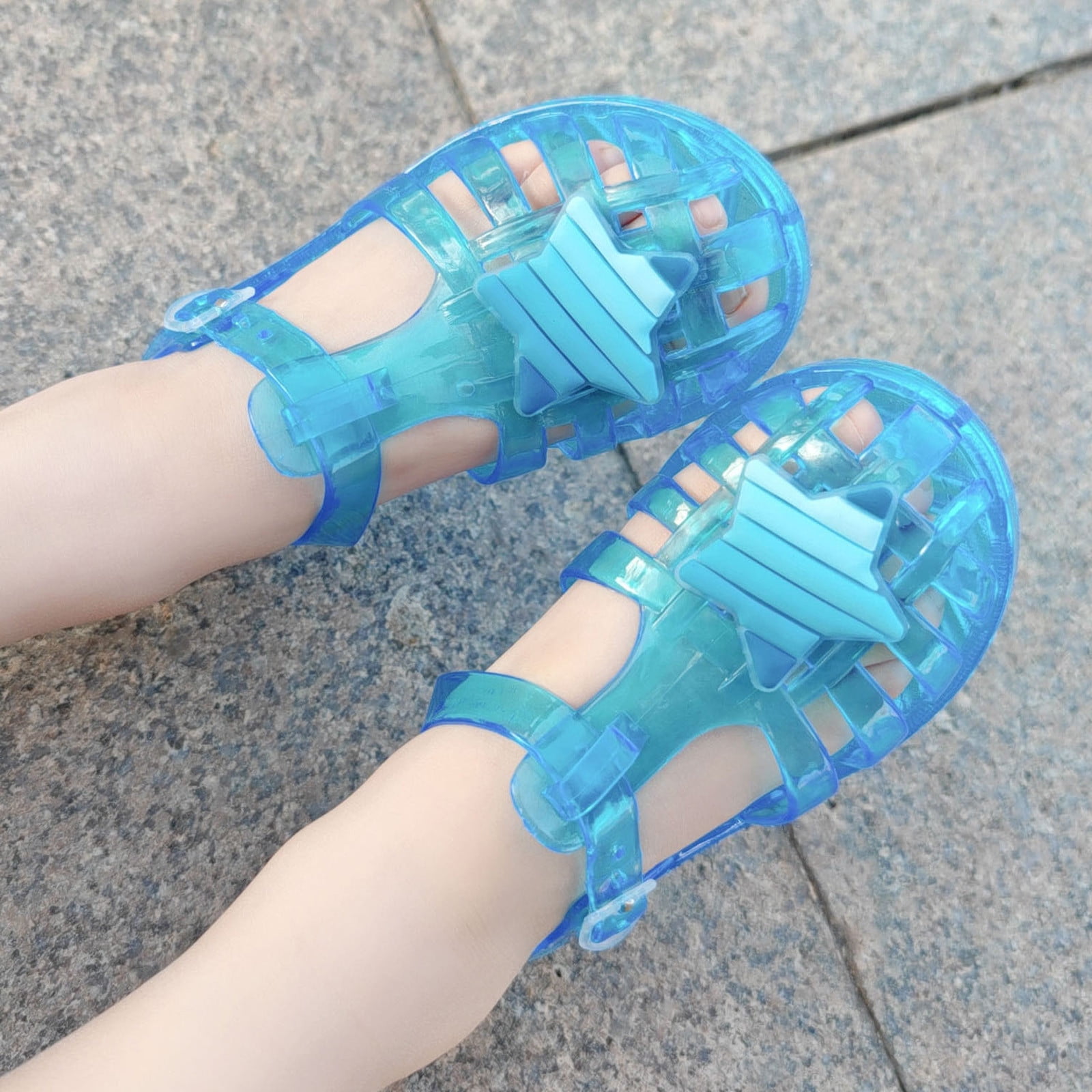 Rciityk Blue Toddler Girls Cute Fruit Jelly Sandals Girls Dress SandalsDress Princess Flat ...