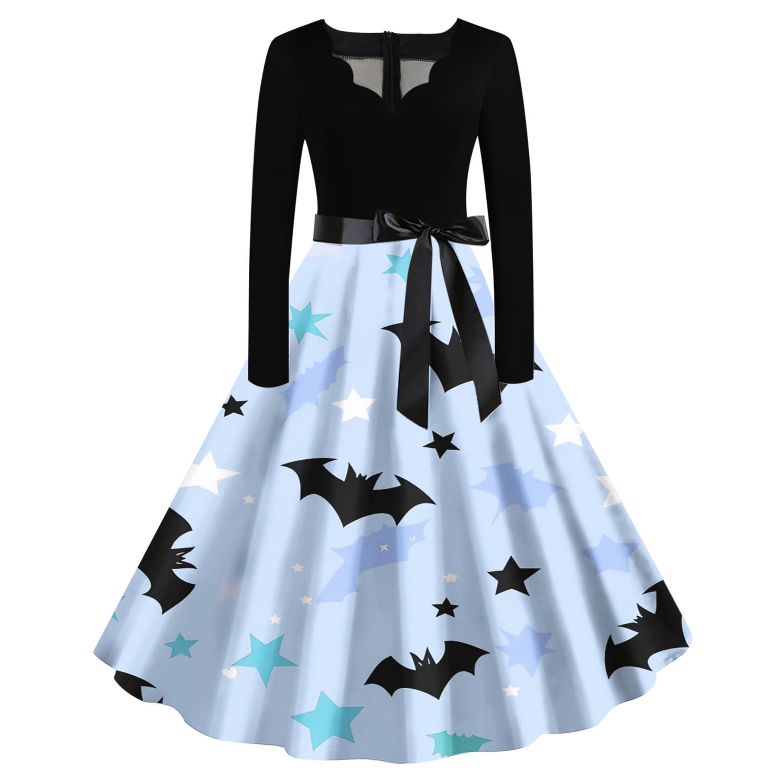 Rciityk Halloween Dresses for Women 2024 Elegant Vintage Ghost Bats ...