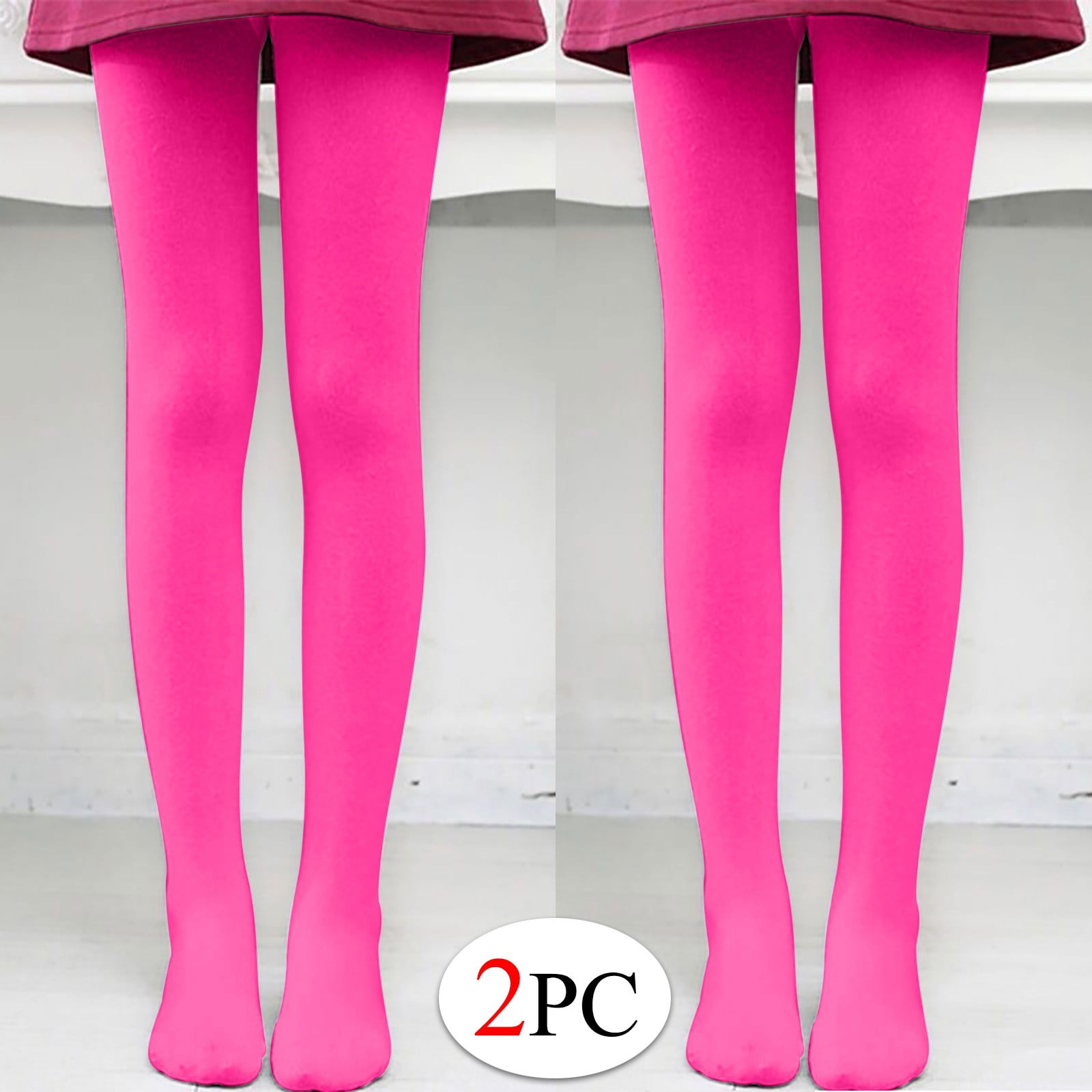 Rciityk Hot Pink Opaque Tights for Women 80 Denier Semi Soft Footed ...