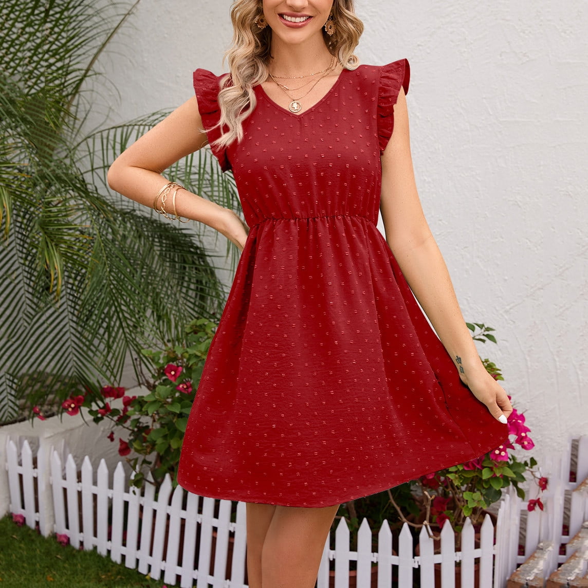 Rciityk Red Women's 2024 Summer Dresses Casual Beach Dresses Cover Ups ...