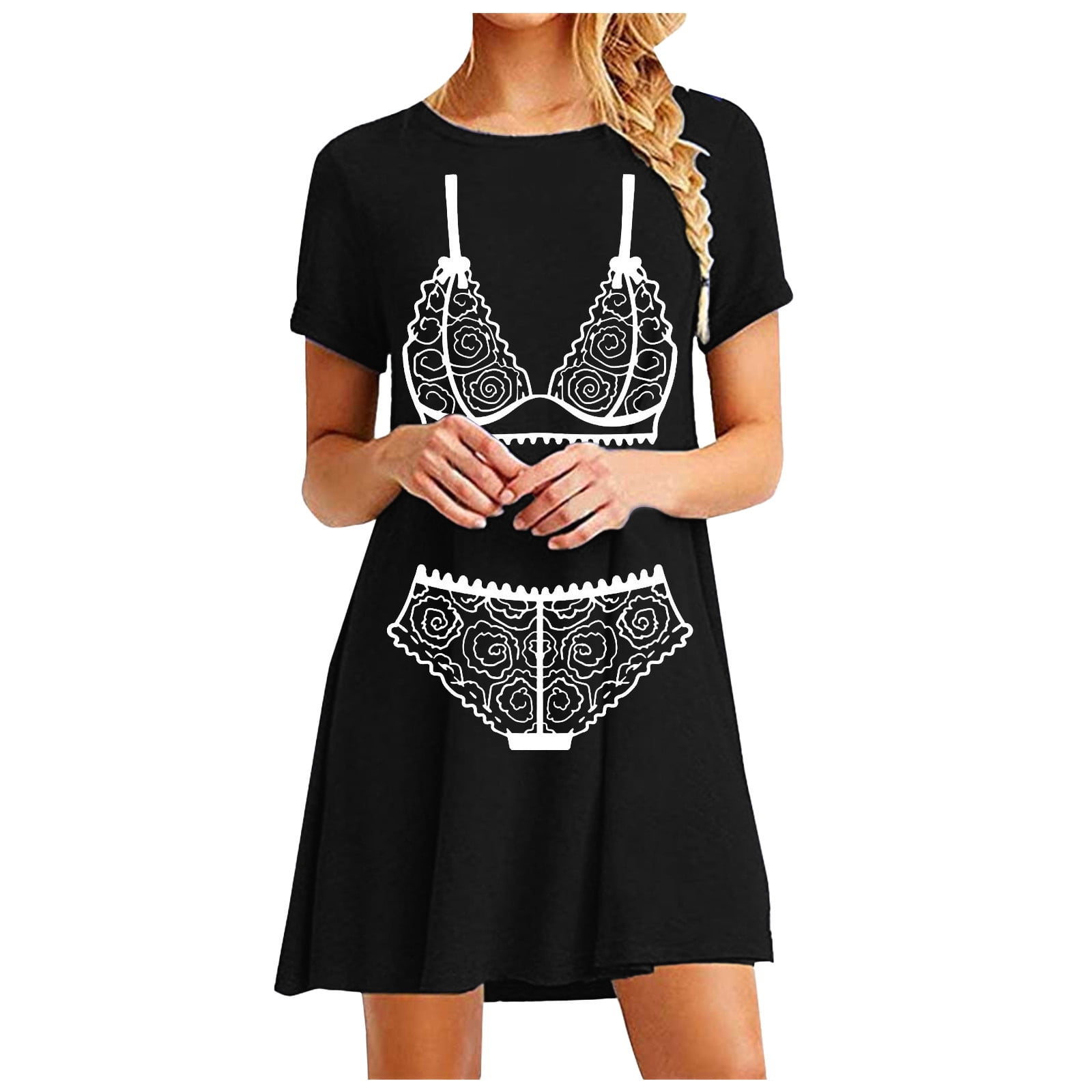 Rciityk Summer Dresses Short Sleeve Sundresses For Women Casual Swings