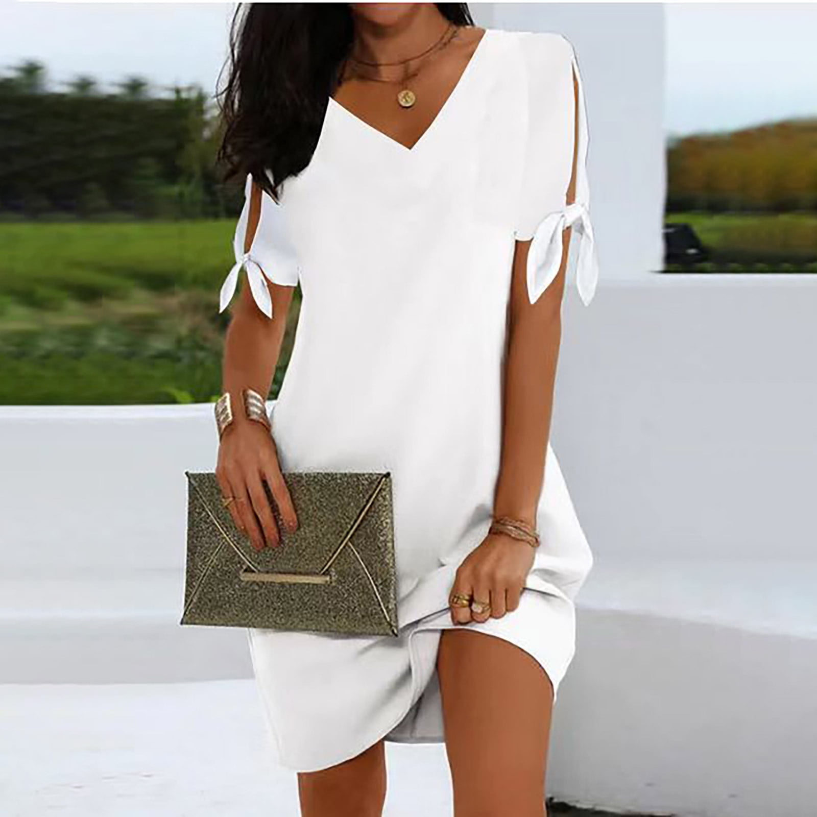 Rciityk Summer Dresses Short Sleeve Sundresses For Women Casual Swings