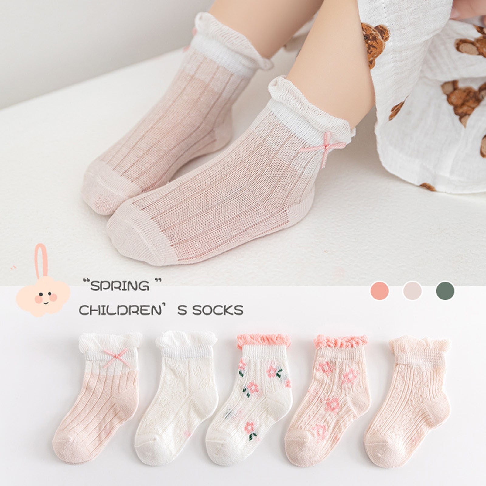 Rciityk Toddler Little Girls Socks No Show Ankle Cotton Socks Summer ...