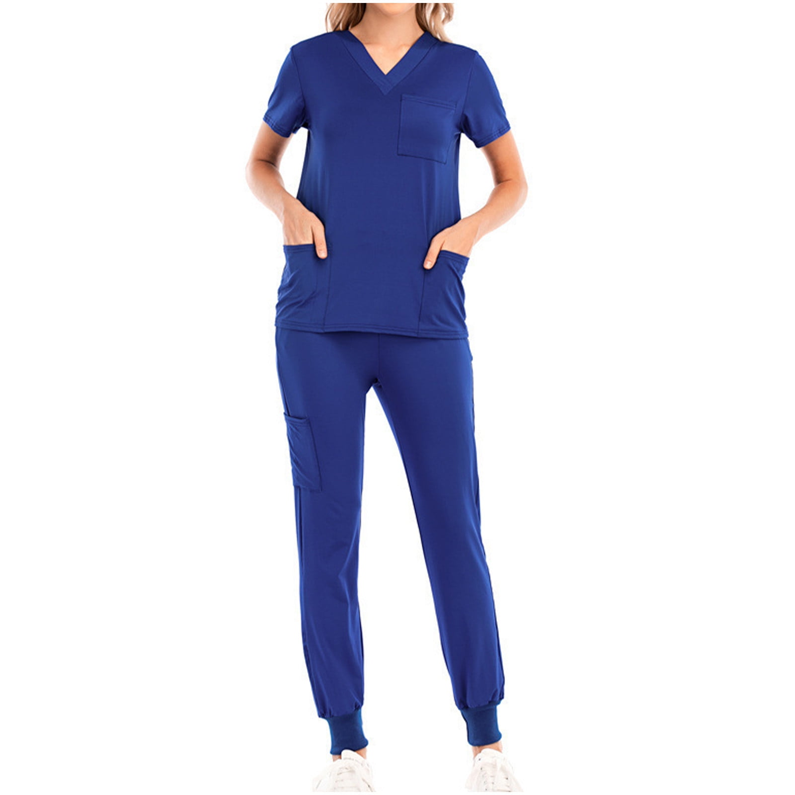 Rciityk Women Scrub Sets Nurse Uniform Jogger Suit Classic V-neck Scrub ...