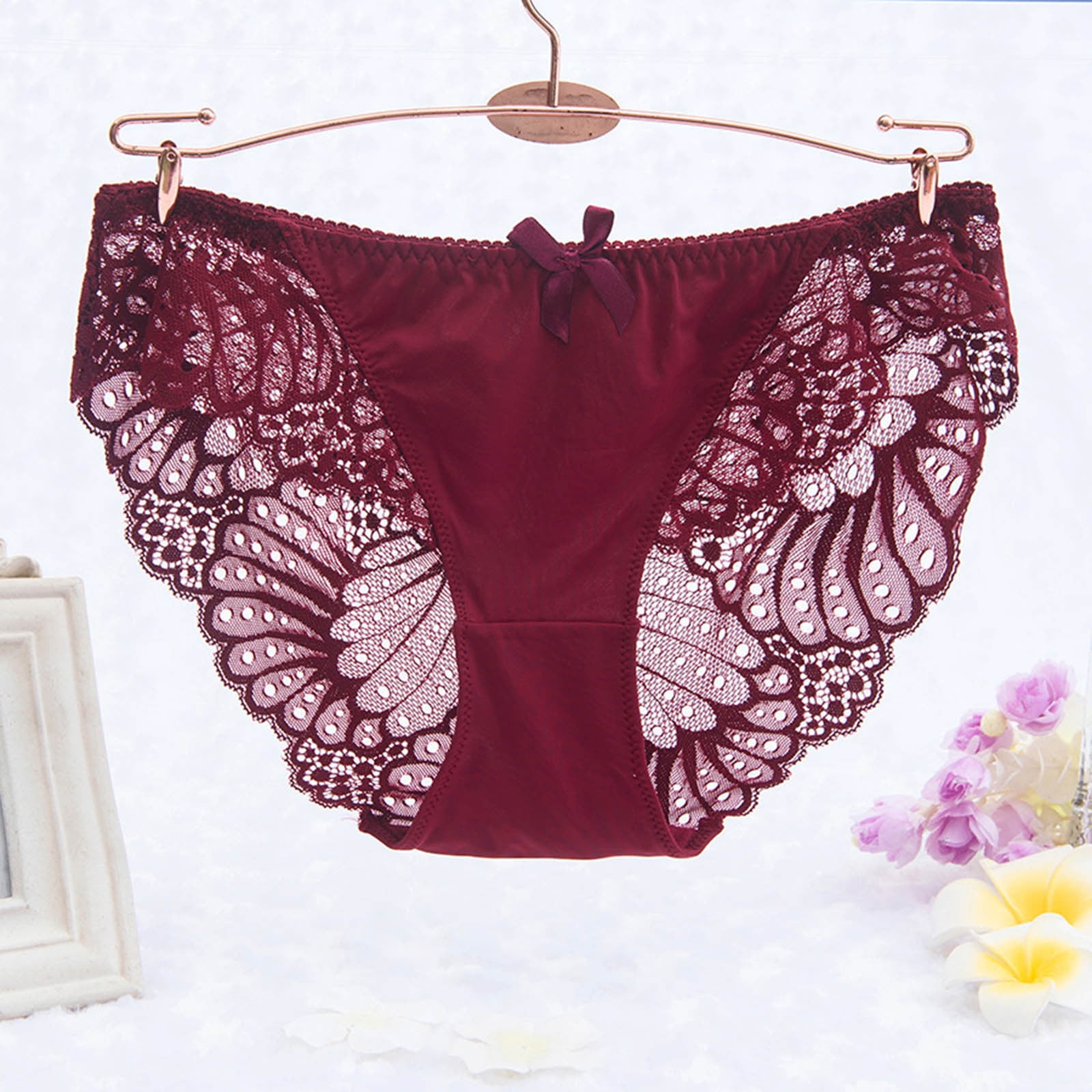 Rciityk Women's lace Underwear Low Waist Briefs Invisible Seamless ...