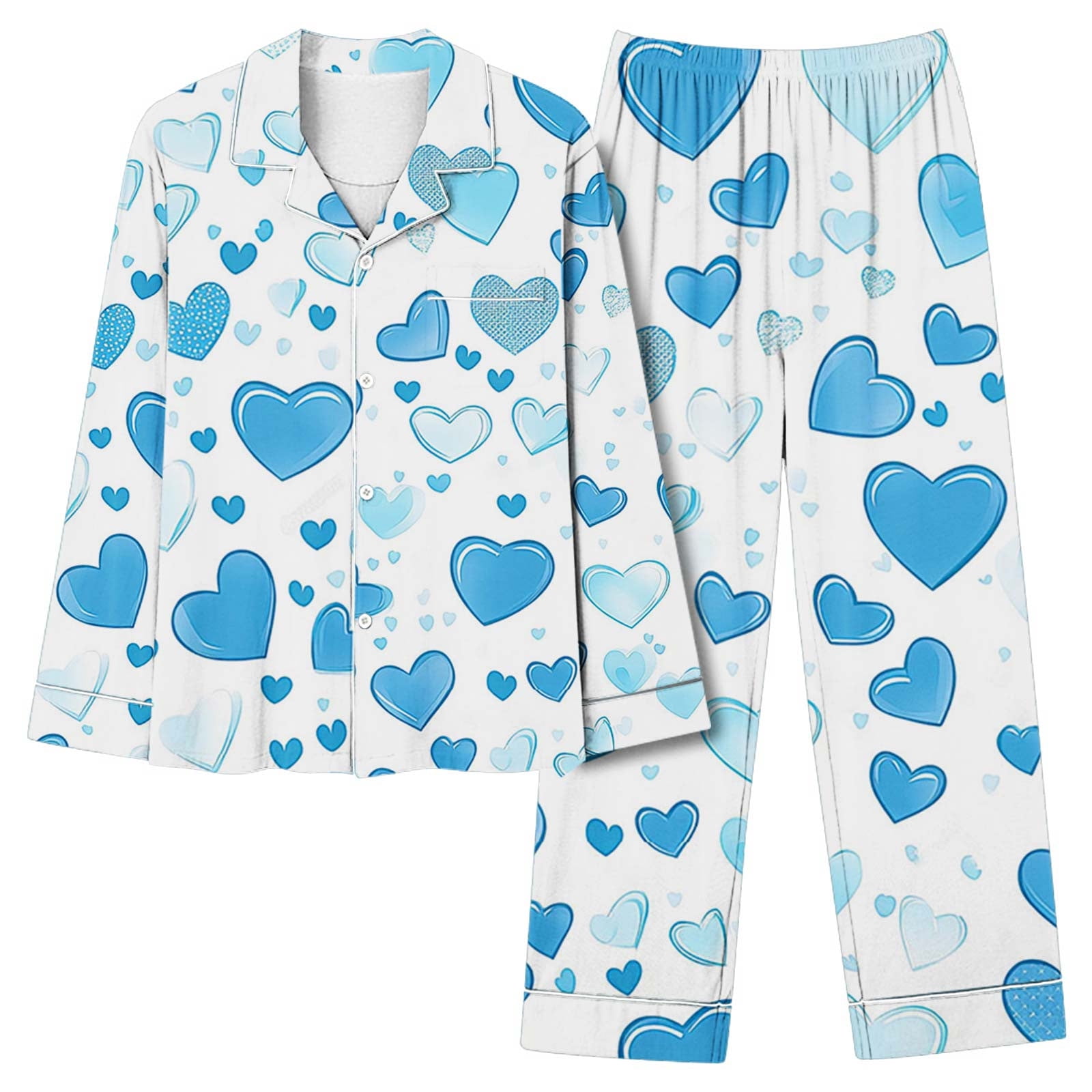 Rciityk Womens Loungewear Set - Valentines Day Cute Heart Print Button ...