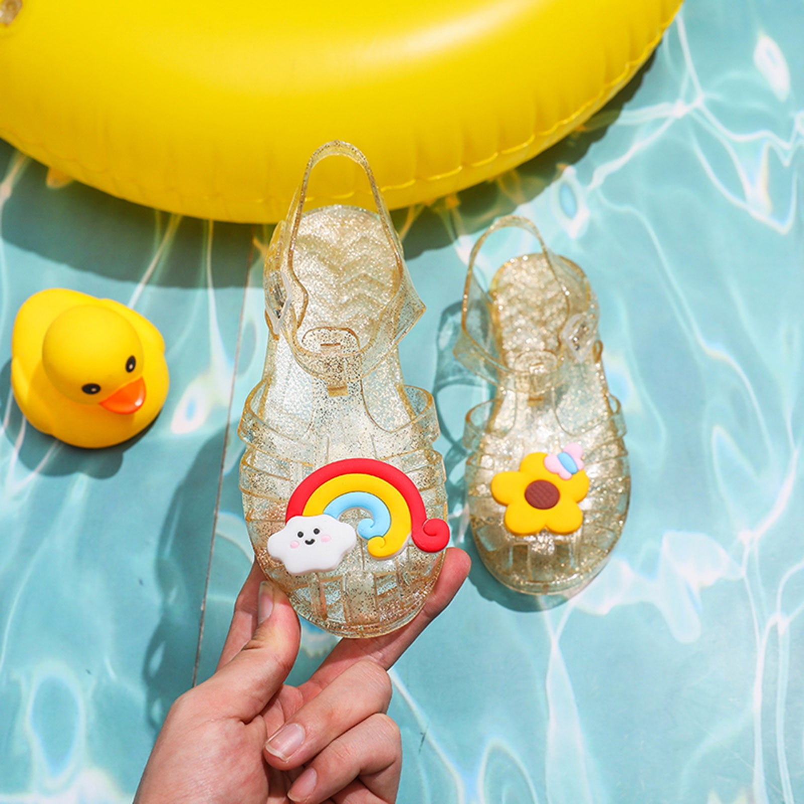 Rciityk Yellow Sandals for Girls Cute Fruit Jelly Sandals Soft Rubber ...