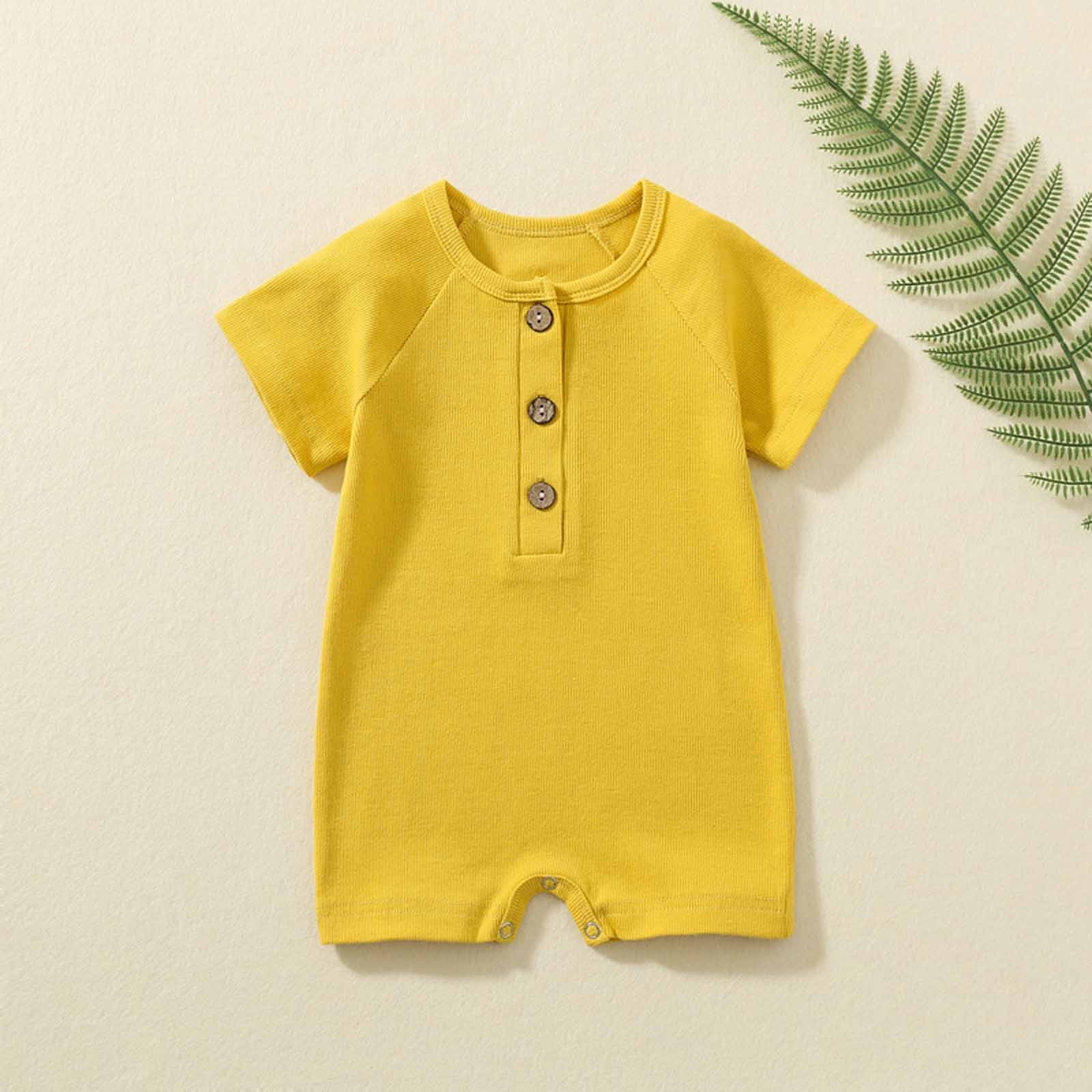 Rciityk Yellow Unisex Newborn Romper Baby Boys Girls Short Sleeve ...