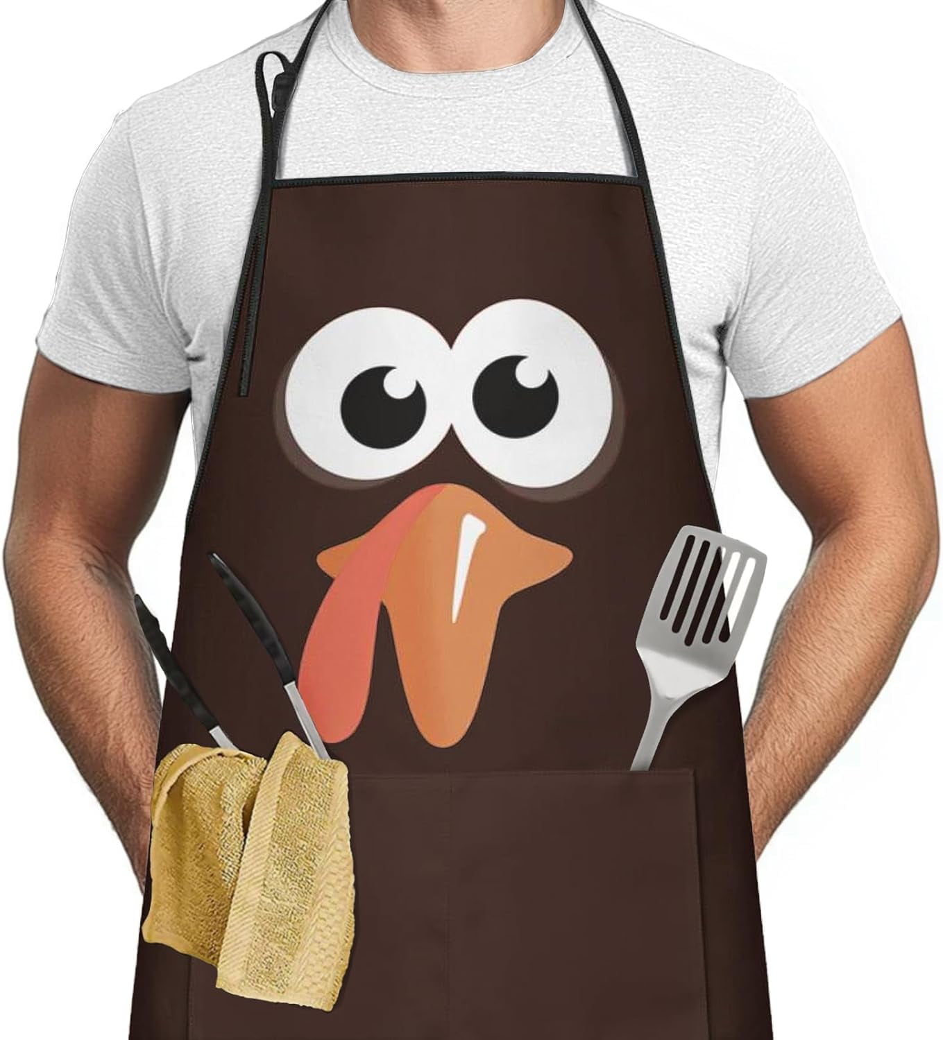 Rcvlauf Thanksgiving Apron Funny Turkey Apron Large Cooking Chef Apron ...