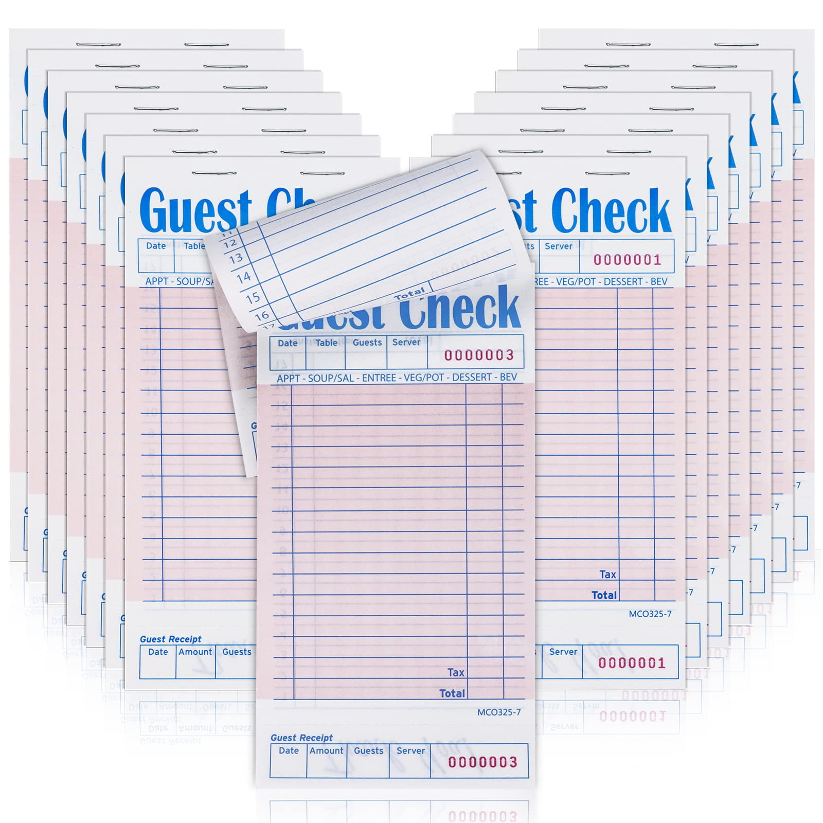 Rcybeo Guest Check Pads (15 Pack) Numbered Server Note Pads, Waitress ...