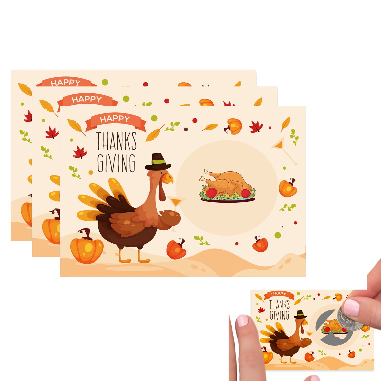 Rdeuod 144 Thanksgiving Scratch Off Turkey Game Cards -Fall Pumpkin ...