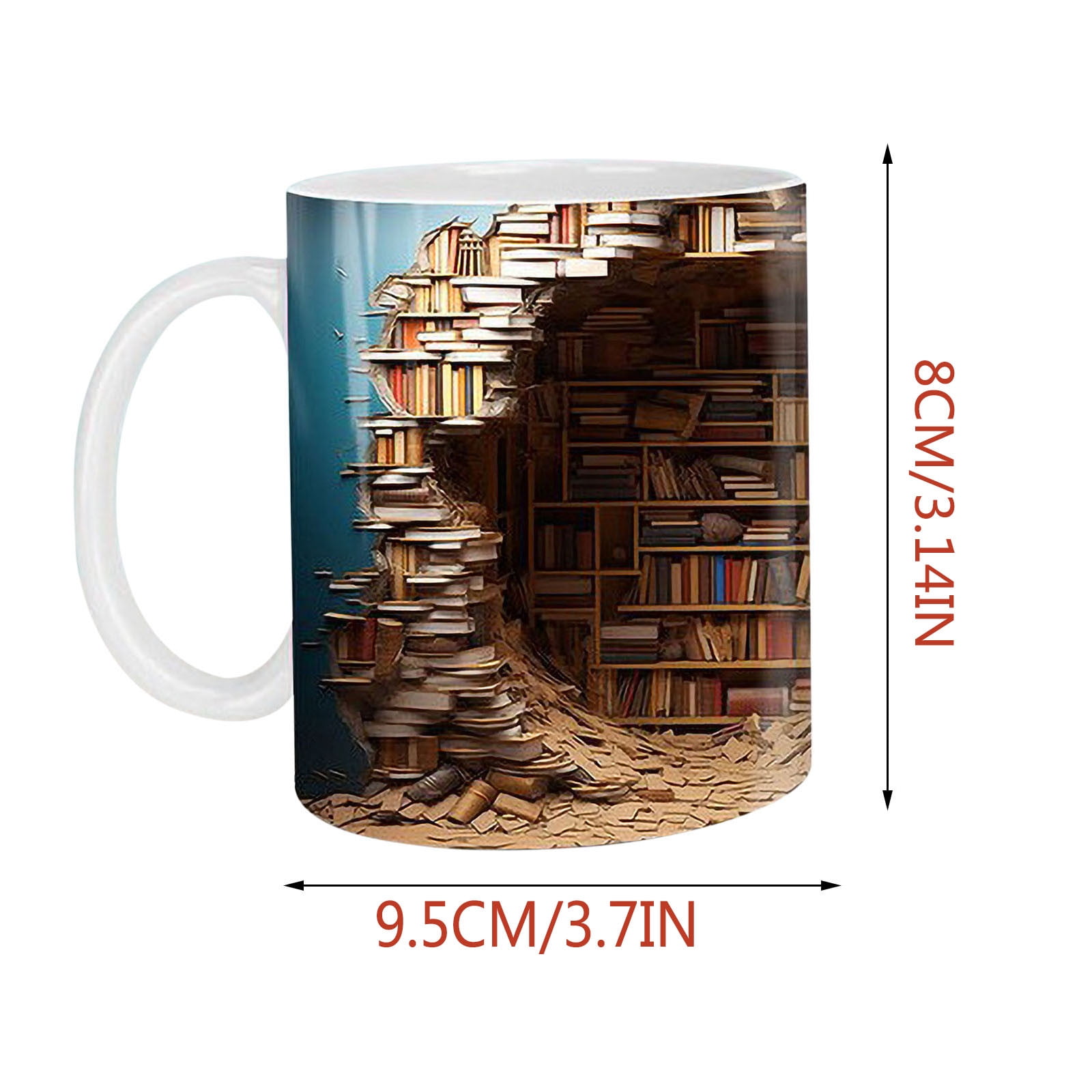 Rdeuod 3D Bookshelf Mug,3D Bookshelf Coffee Mug,Space Design Multi ...