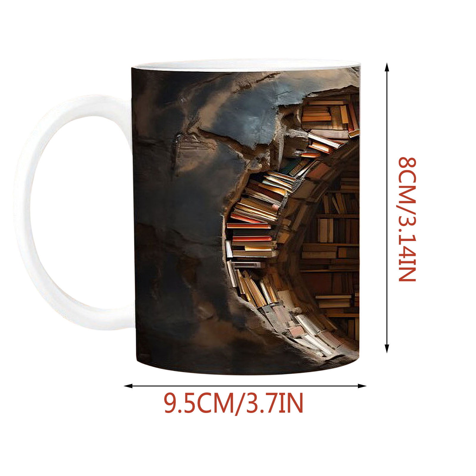 Rdeuod 3D Bookshelf Mug,3D Bookshelf Coffee Mug,Space Design Multi ...