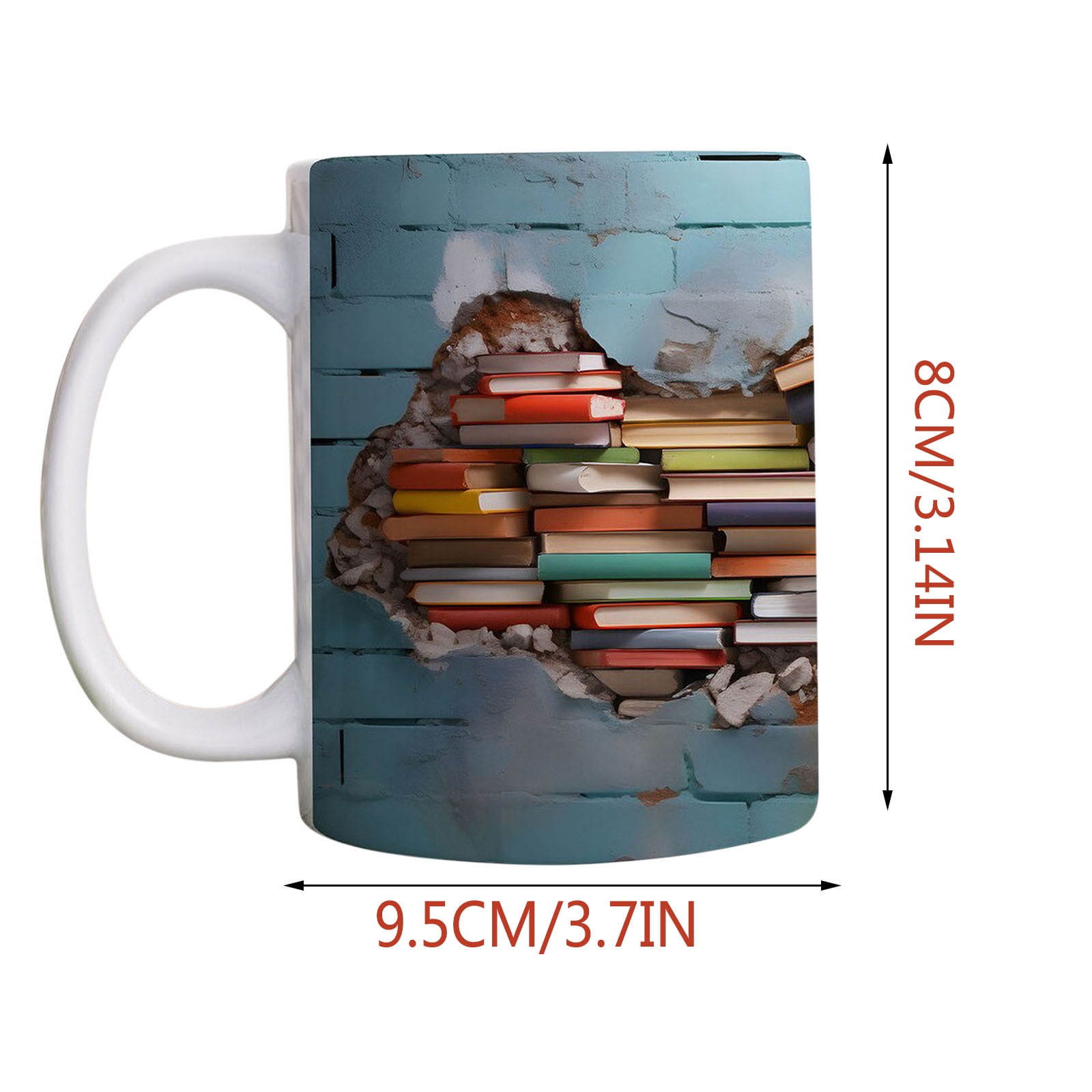 Rdeuod 3D Bookshelf Mug - 3D Effect Books Mugs,Space Design Multi ...