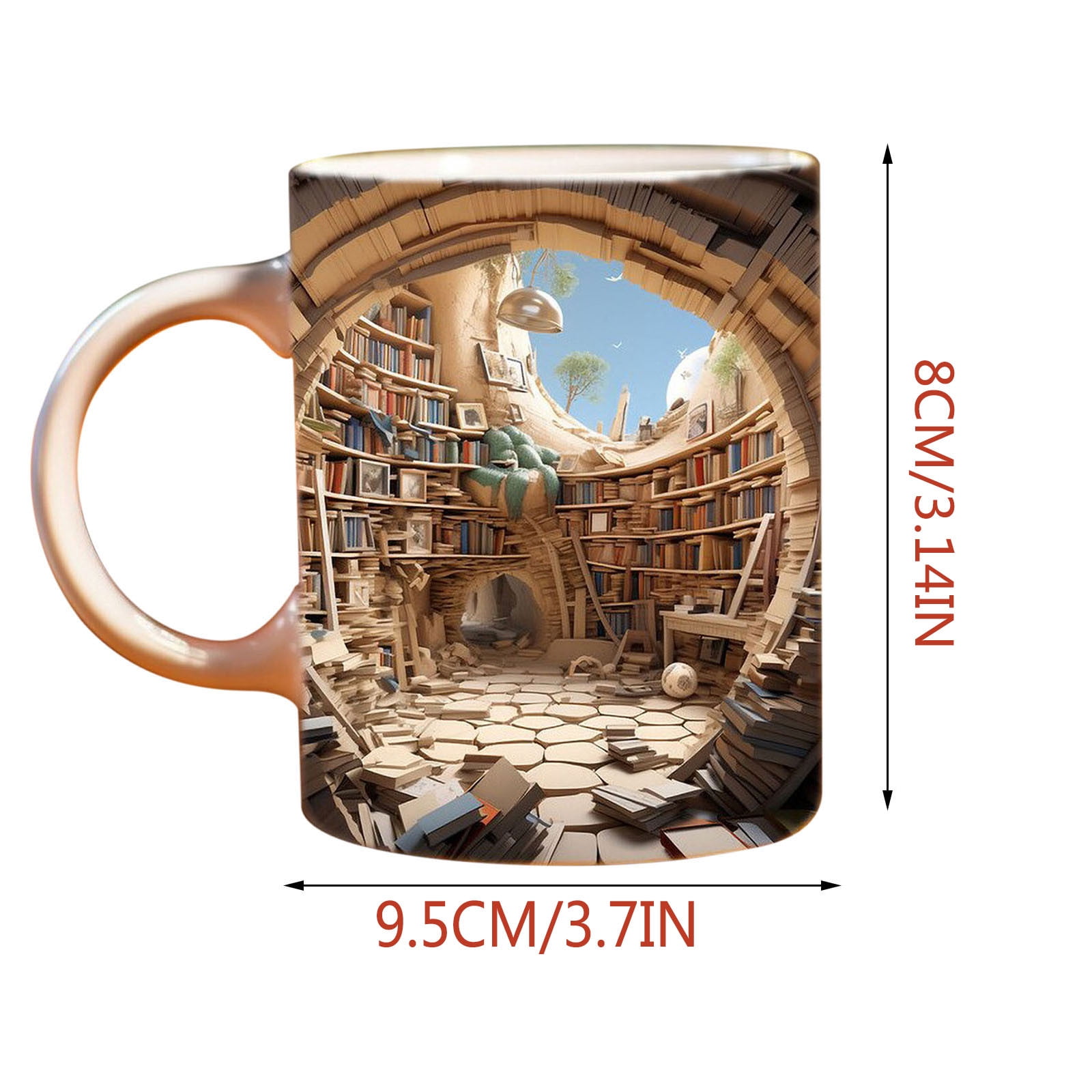 Rdeuod 3D Bookshelf Mug - 3D Effect Books Mugs,Space Design Multi ...