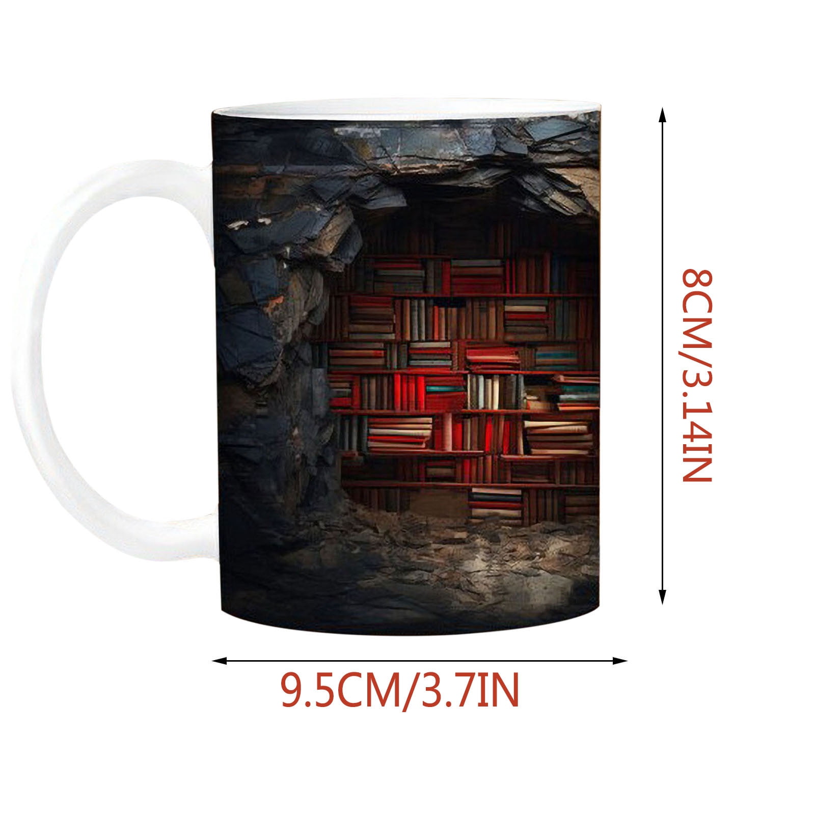 Rdeuod 3D Bookshelf Mug - 3D Effect Books Mugs,Space Design Multi ...